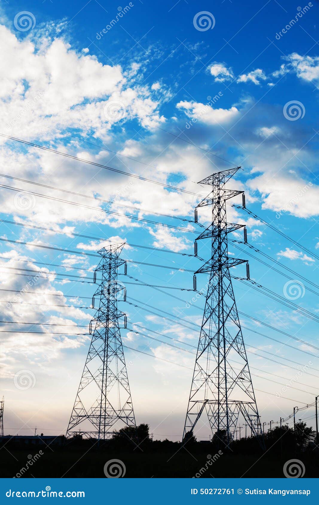Electric power towers stock image. Image of distribution - 50272761