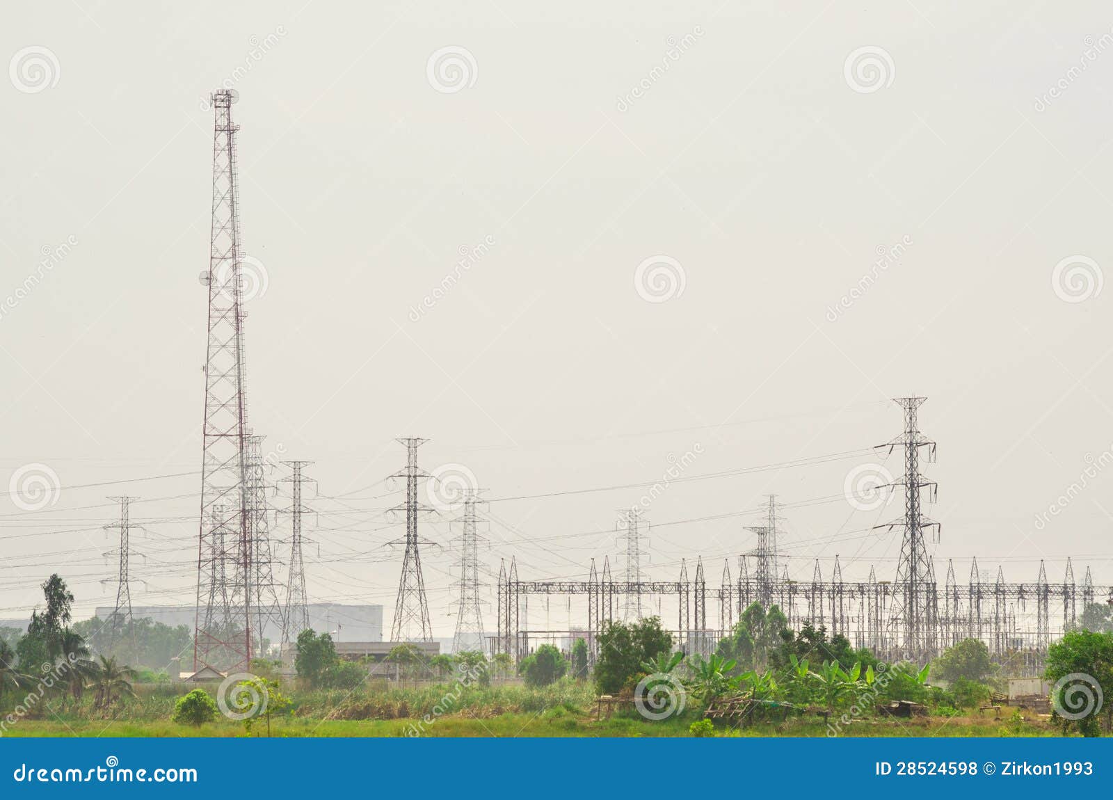 Electric Power Towers in Countryside Area Stock Photo - Image of ...