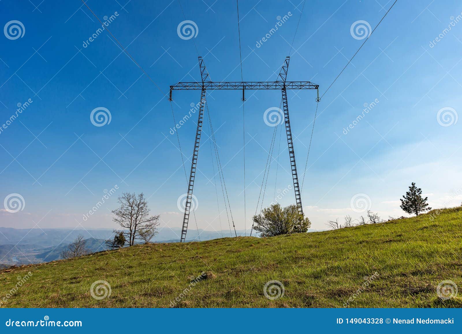 Electric Power Transmission. High Voltage Power, Electrical Lines with ...
