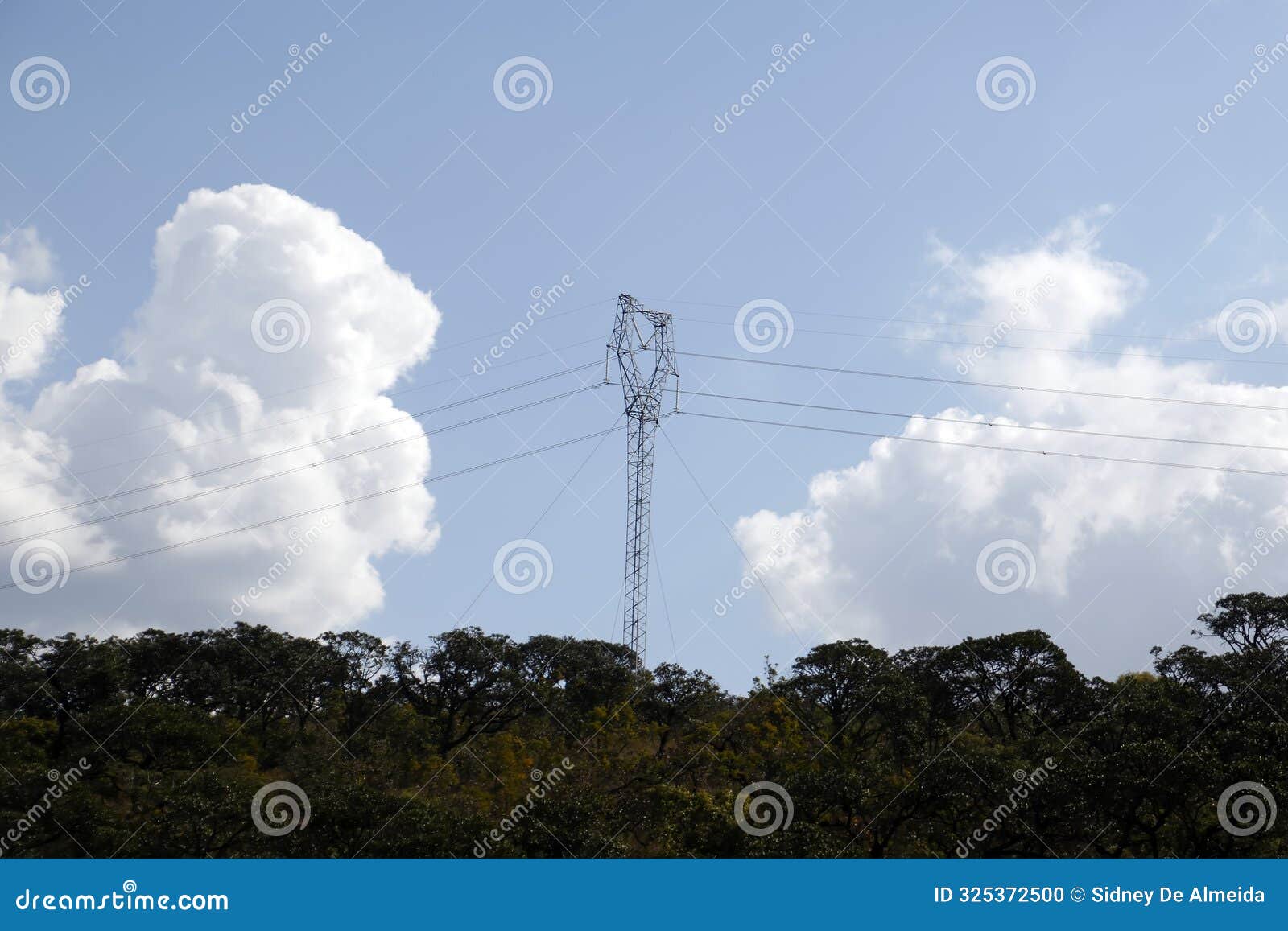 Electric Power Transmission Tower with Cables Connected Stock Photo ...