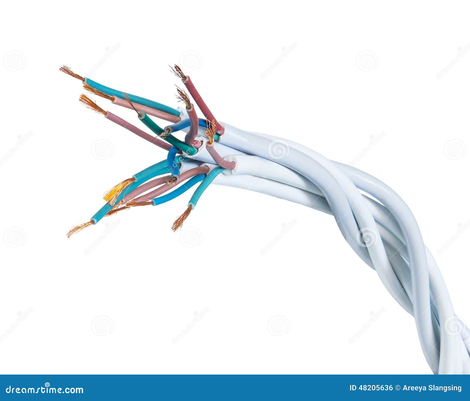 Electric Power Wire on White Stock Photo - Image of isolated, wired ...