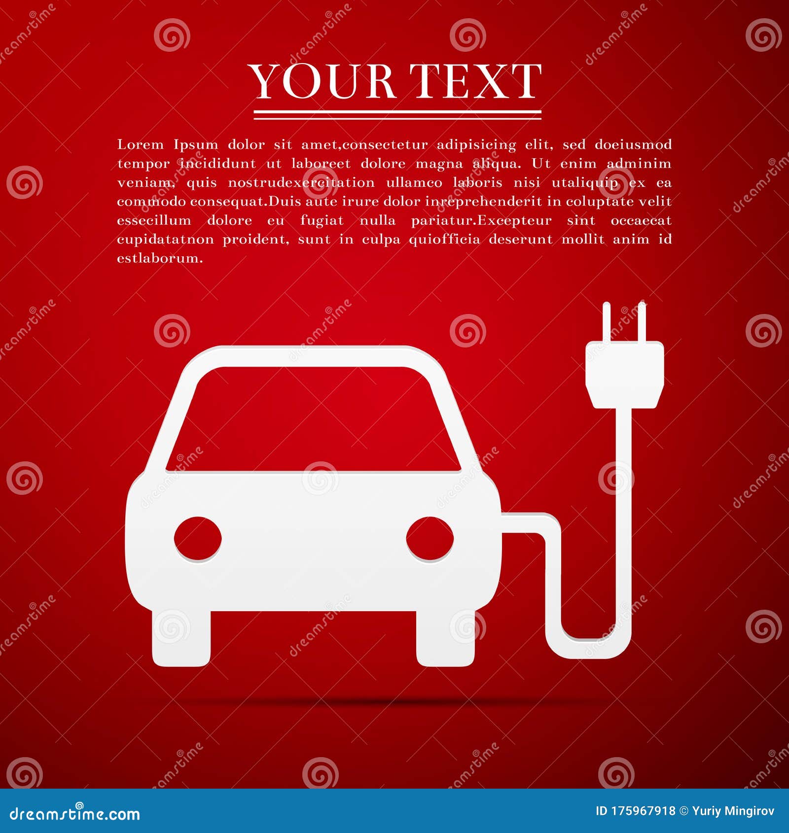 Electric Powered Car Symbol Flat Icon on Red Background Stock Vector ...