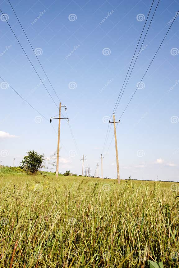 Electric powerline. stock image. Image of green, grass - 12033503