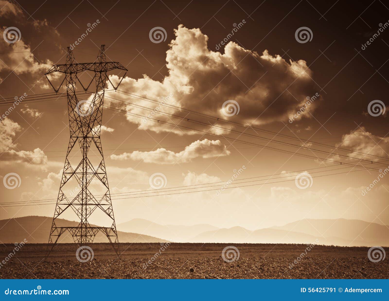 Electric powerlines stock image. Image of fuel, cloud - 56425791