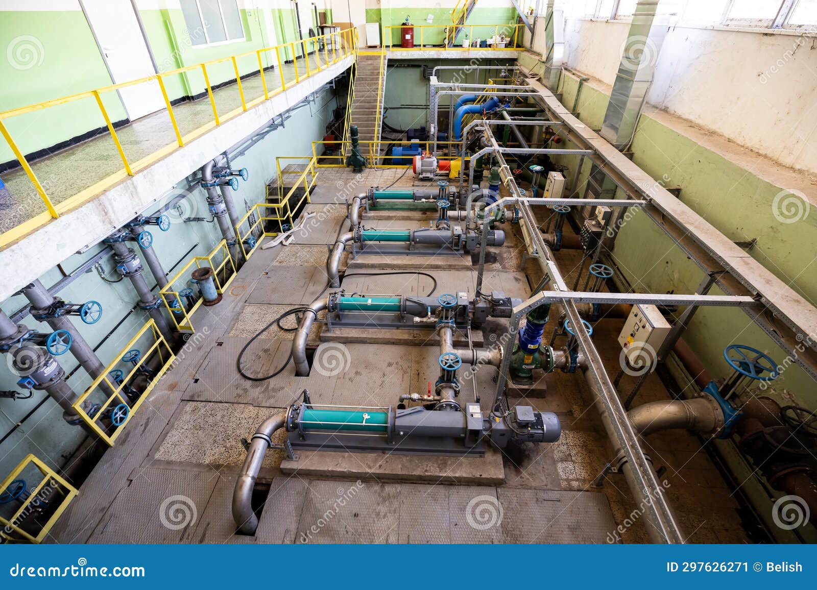 Electric Pumps in a Wastewater Treatment Facility Stock Image - Image ...