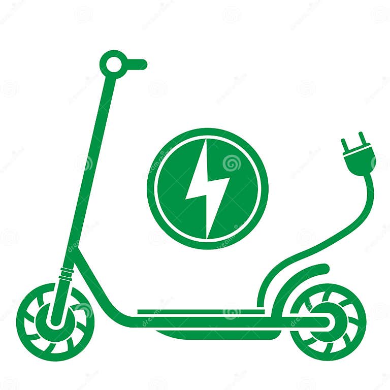 Electric Push Scooter E-scooter Symbol with Plug Stock Vector ...