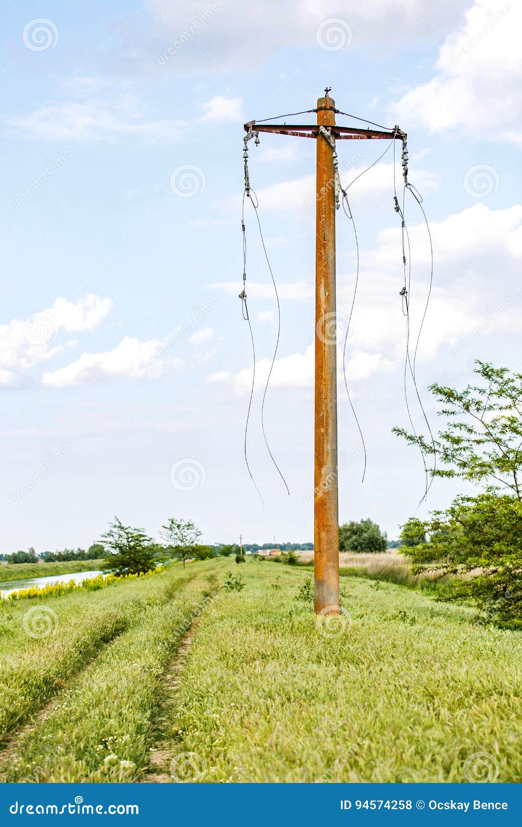 Electric Pylon with Broken Wires Stock Photo - Image of connection ...