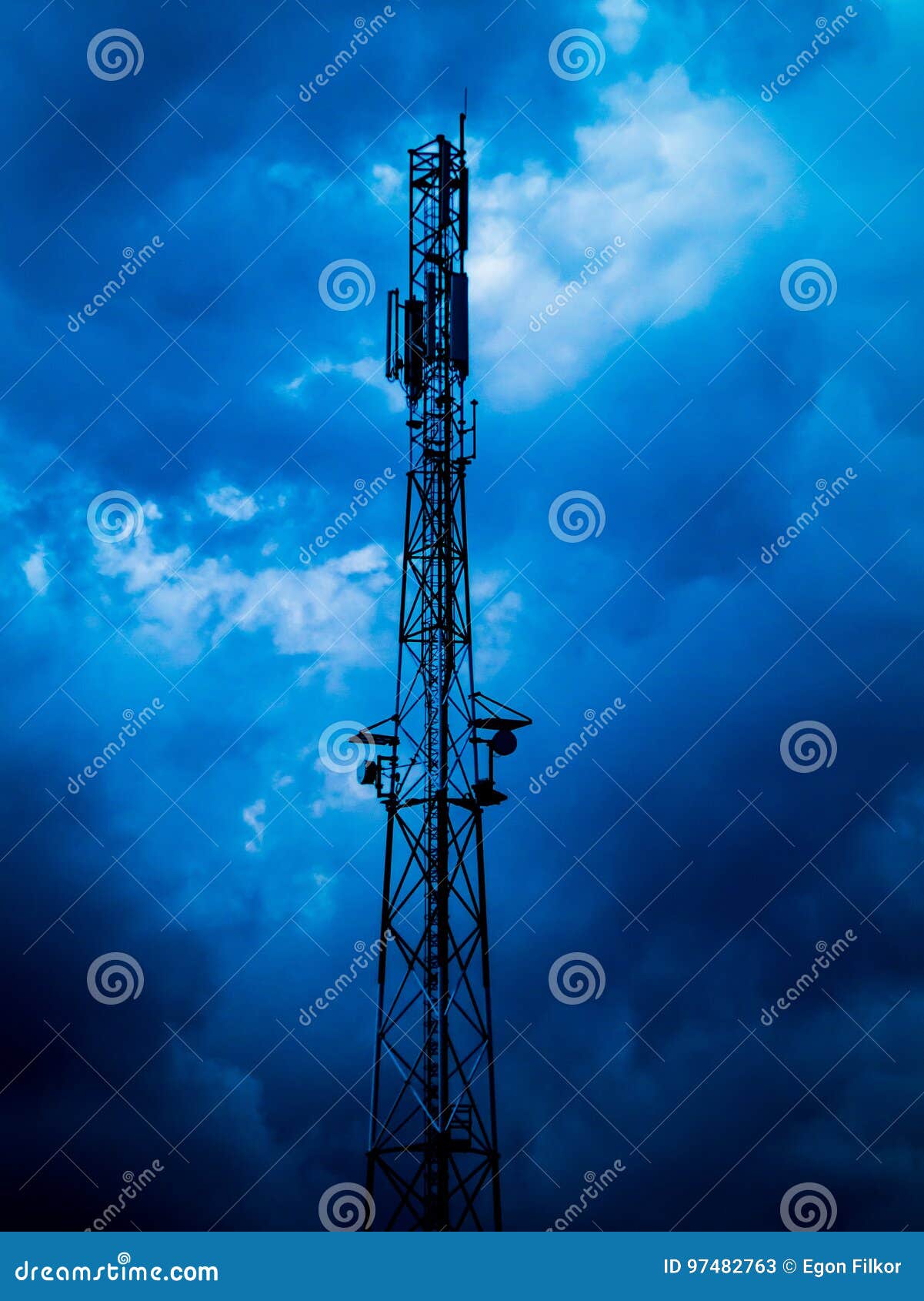 Electric pylon in dark stock image. Image of pylon, electric - 97482763
