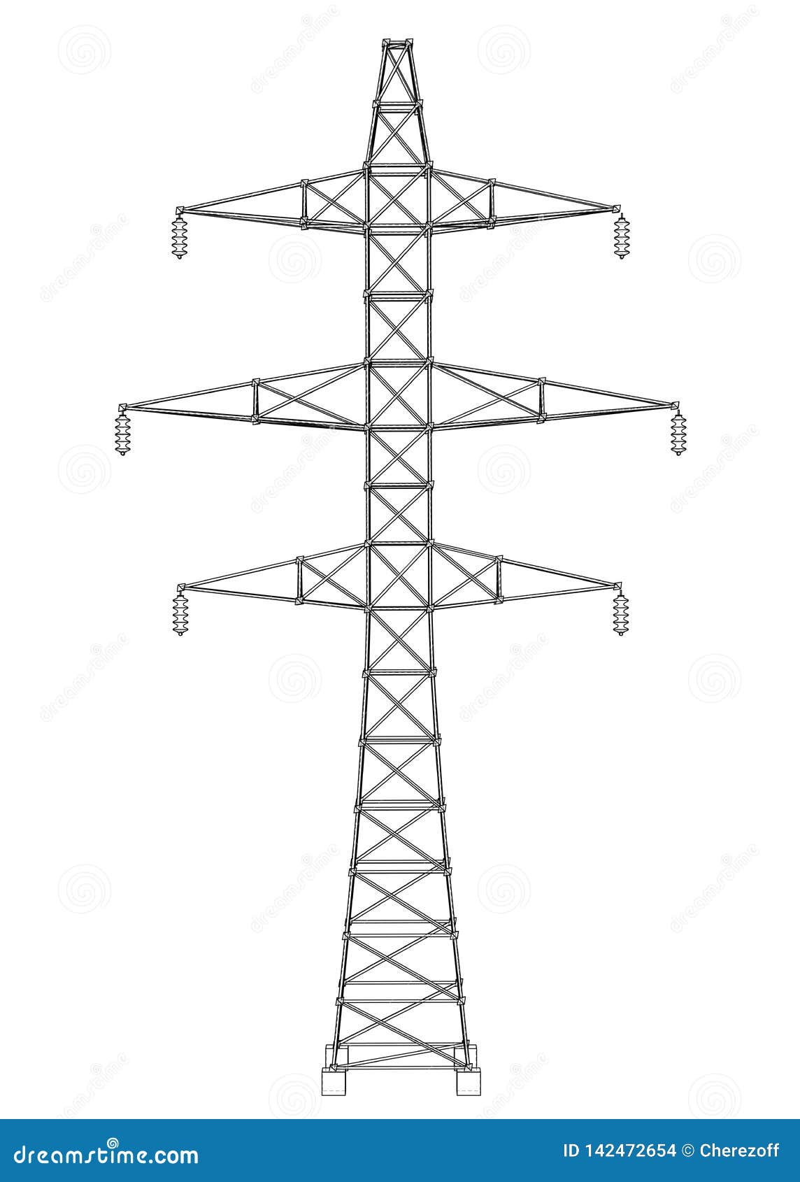 Electric Pylon or Electric Tower Concept. Vector Stock Vector ...
