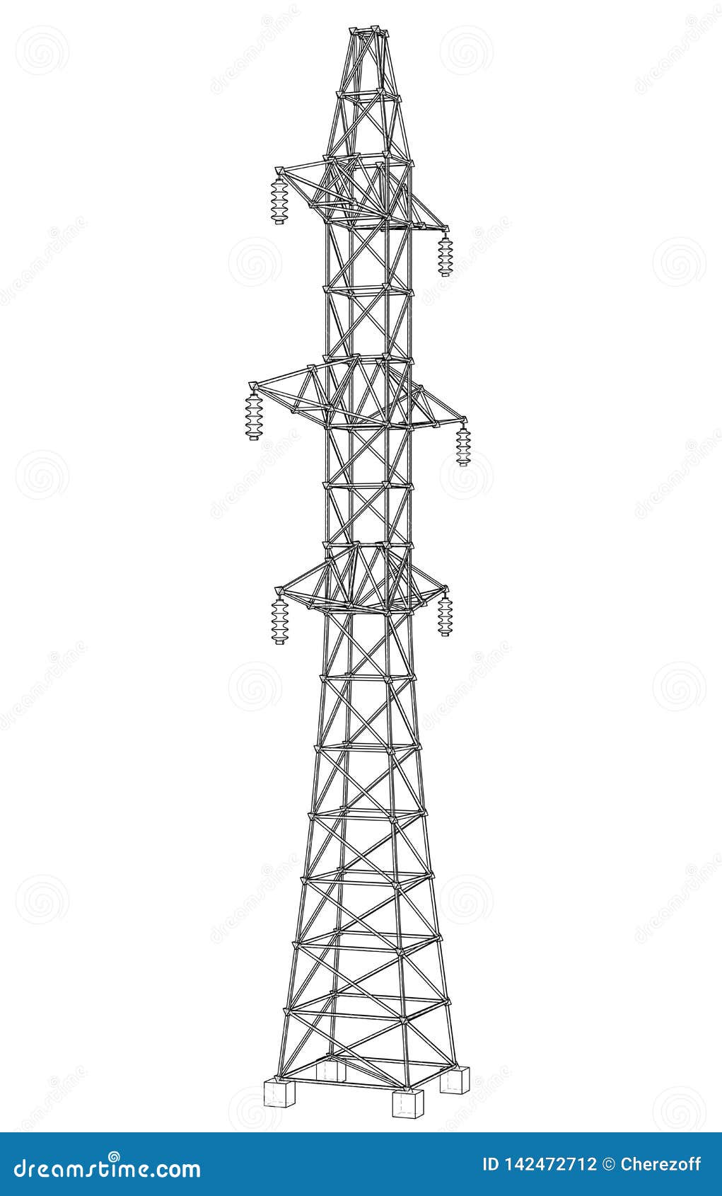 Electric Pylon or Electric Tower Concept. Vector Stock Vector ...