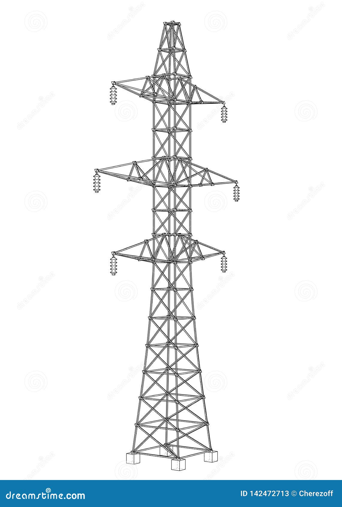 Electric Pylon or Electric Tower Concept. Vector Stock Vector ...