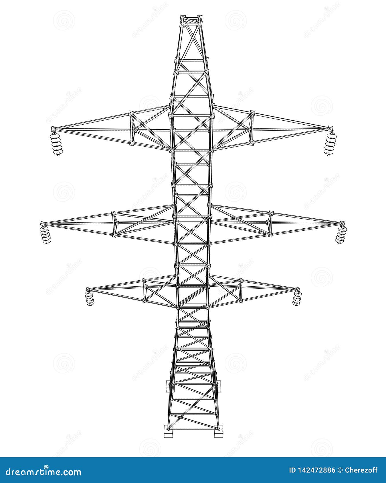 Electric Pylon or Electric Tower Concept. Vector Stock Vector ...