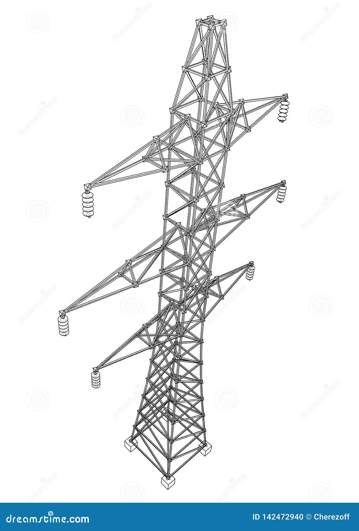 Electric Pylon or Electric Tower Concept. Vector Stock Vector ...