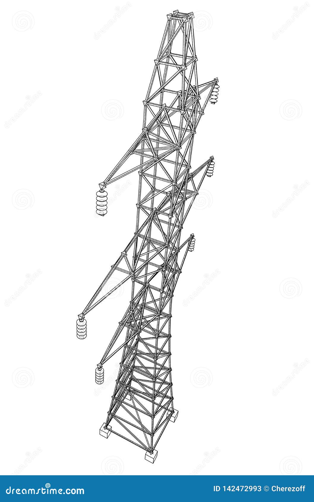 Electric Pylon or Electric Tower Concept. Vector Stock Vector ...