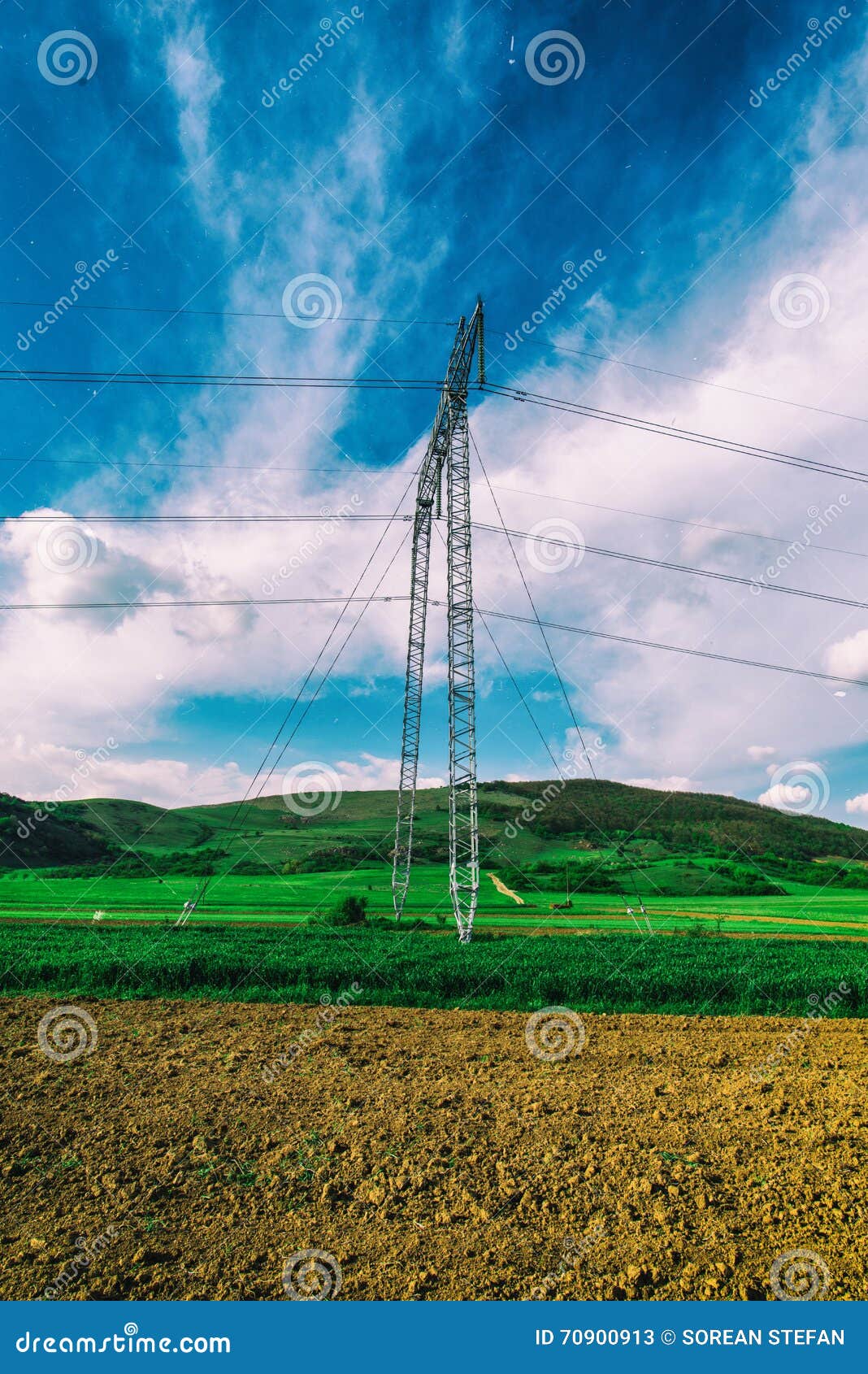 Electric pylon stock image. Image of cloumn, fied, citadel - 70900913