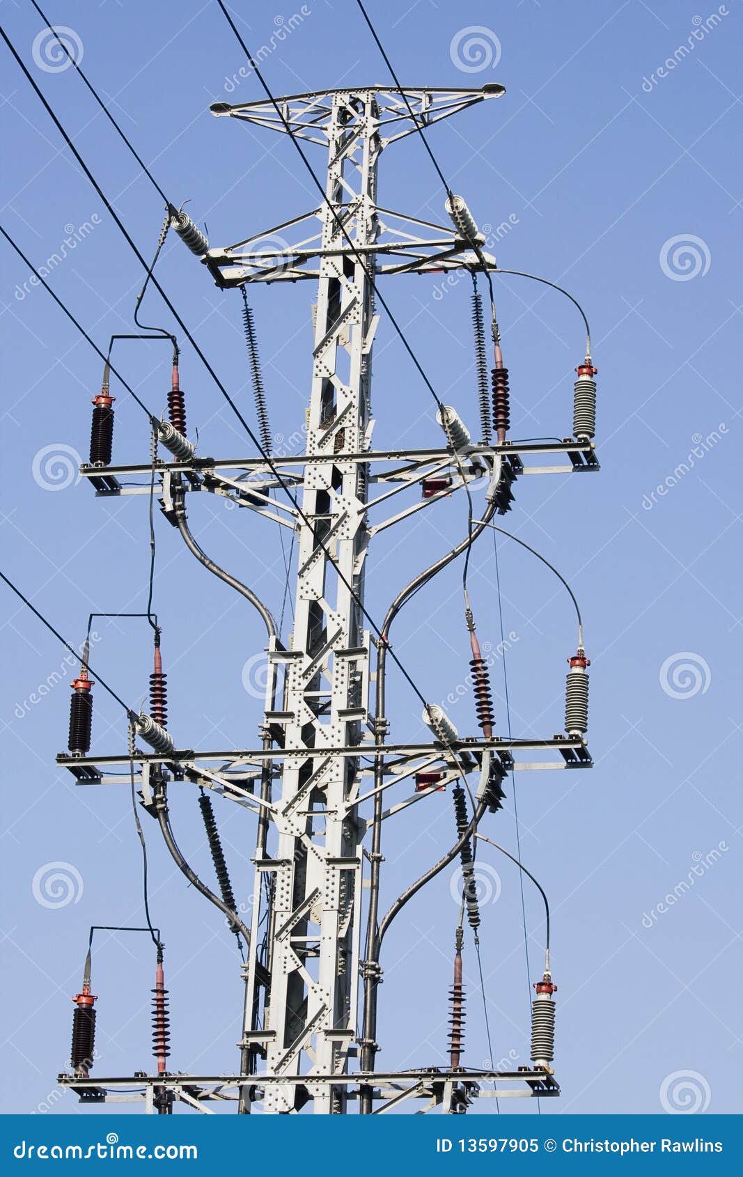 Electric Pylon and sky stock image. Image of grid, station - 13597905