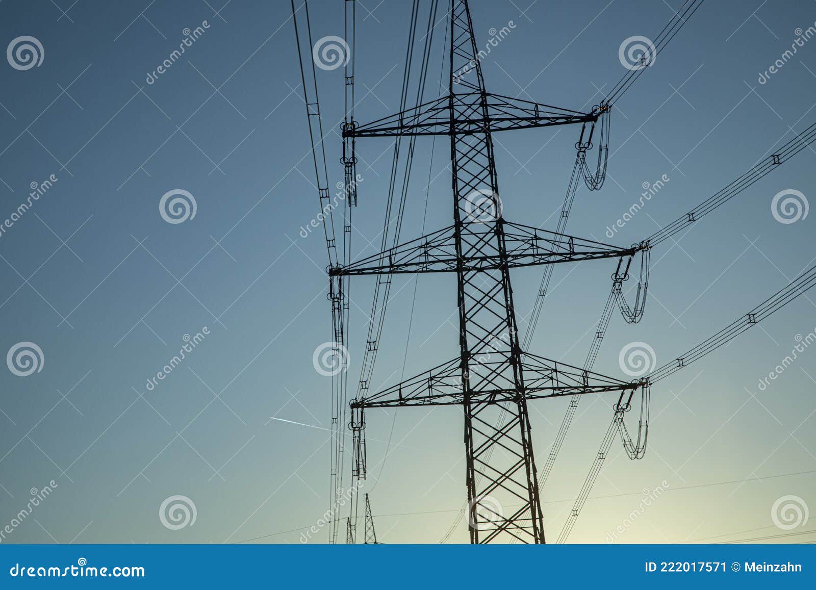 Electric Pylon in Sunset Sky Stock Image - Image of mast, sunset: 222017571