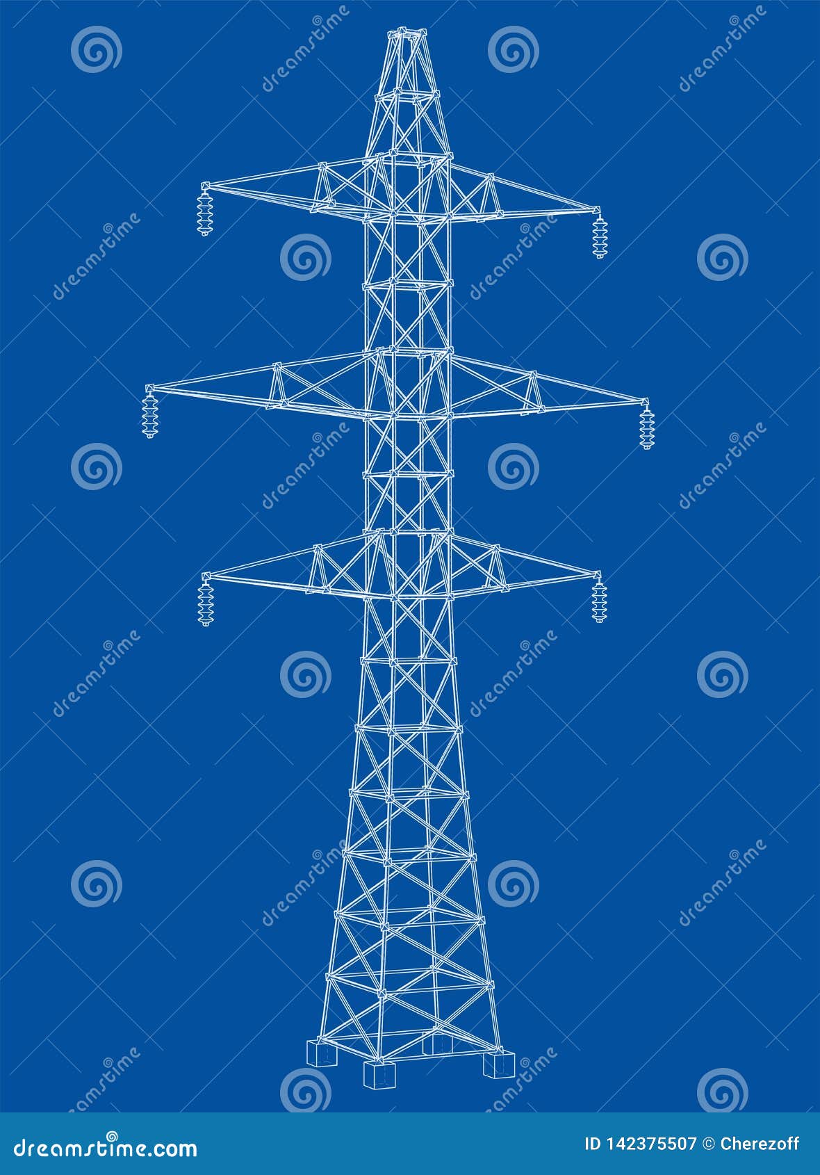 Electric Pylon or Electric Tower Concept. Vector Stock Vector ...
