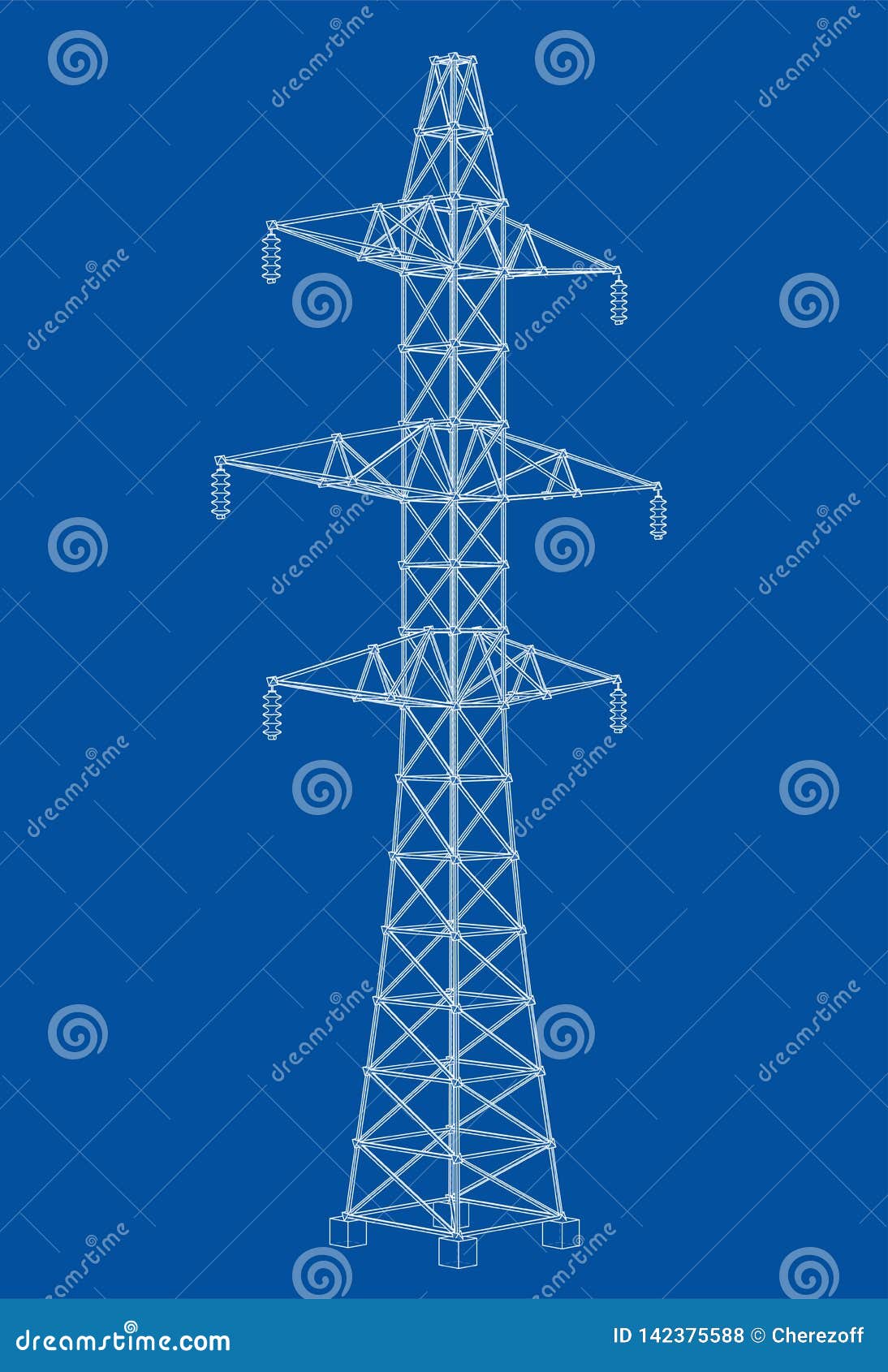Electric Pylon or Electric Tower Concept. Vector Stock Vector ...