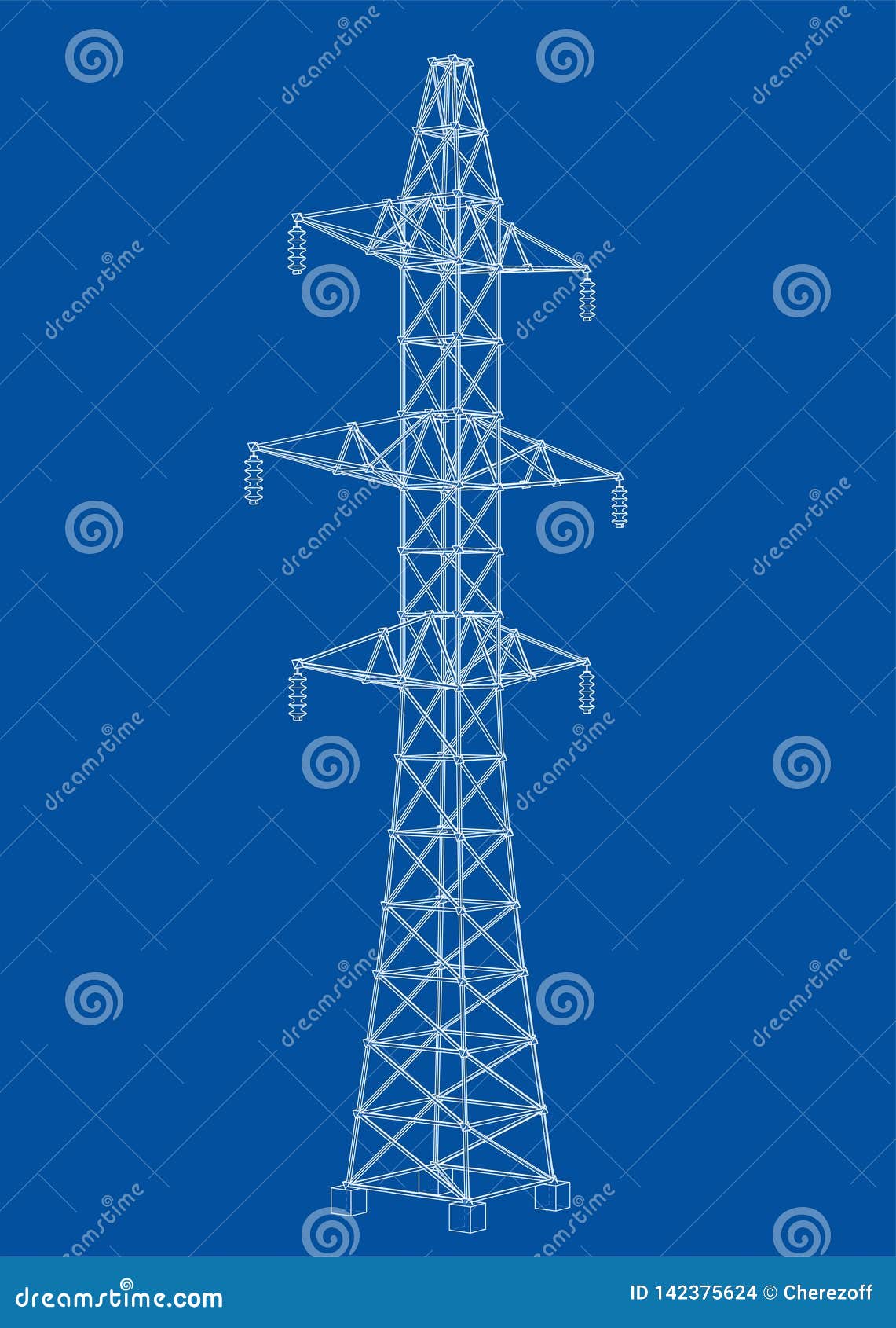 Electric Pylon or Electric Tower Concept. Vector Stock Vector ...