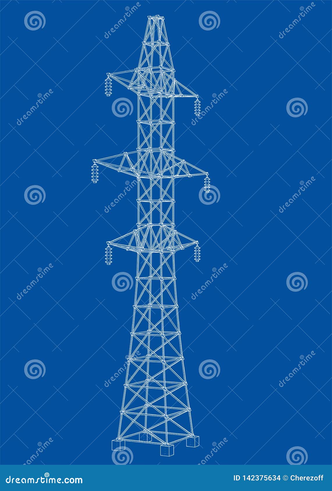 Electric Pylon or Electric Tower Concept. Vector Stock Vector ...