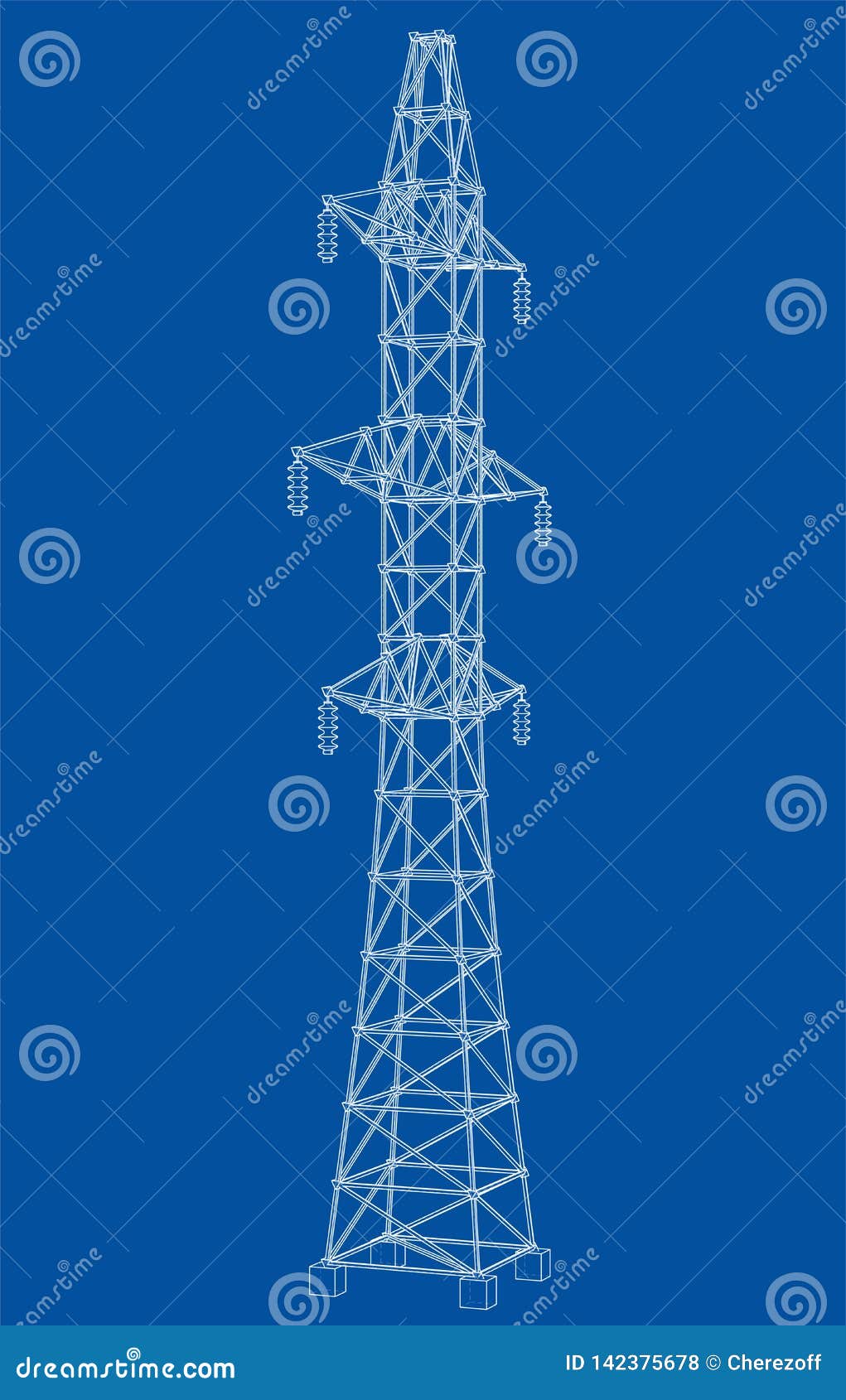 Electric Pylon or Electric Tower Concept. Vector Stock Vector ...