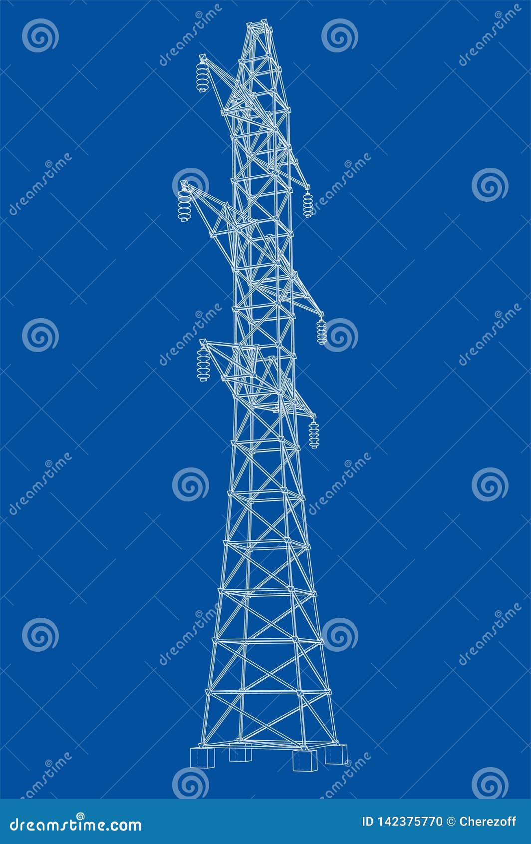 Electric Pylon or Electric Tower Concept. Vector Stock Vector ...