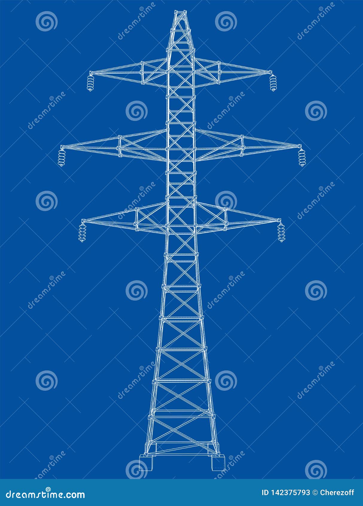 Electric Pylon or Electric Tower Concept. Vector Stock Vector ...