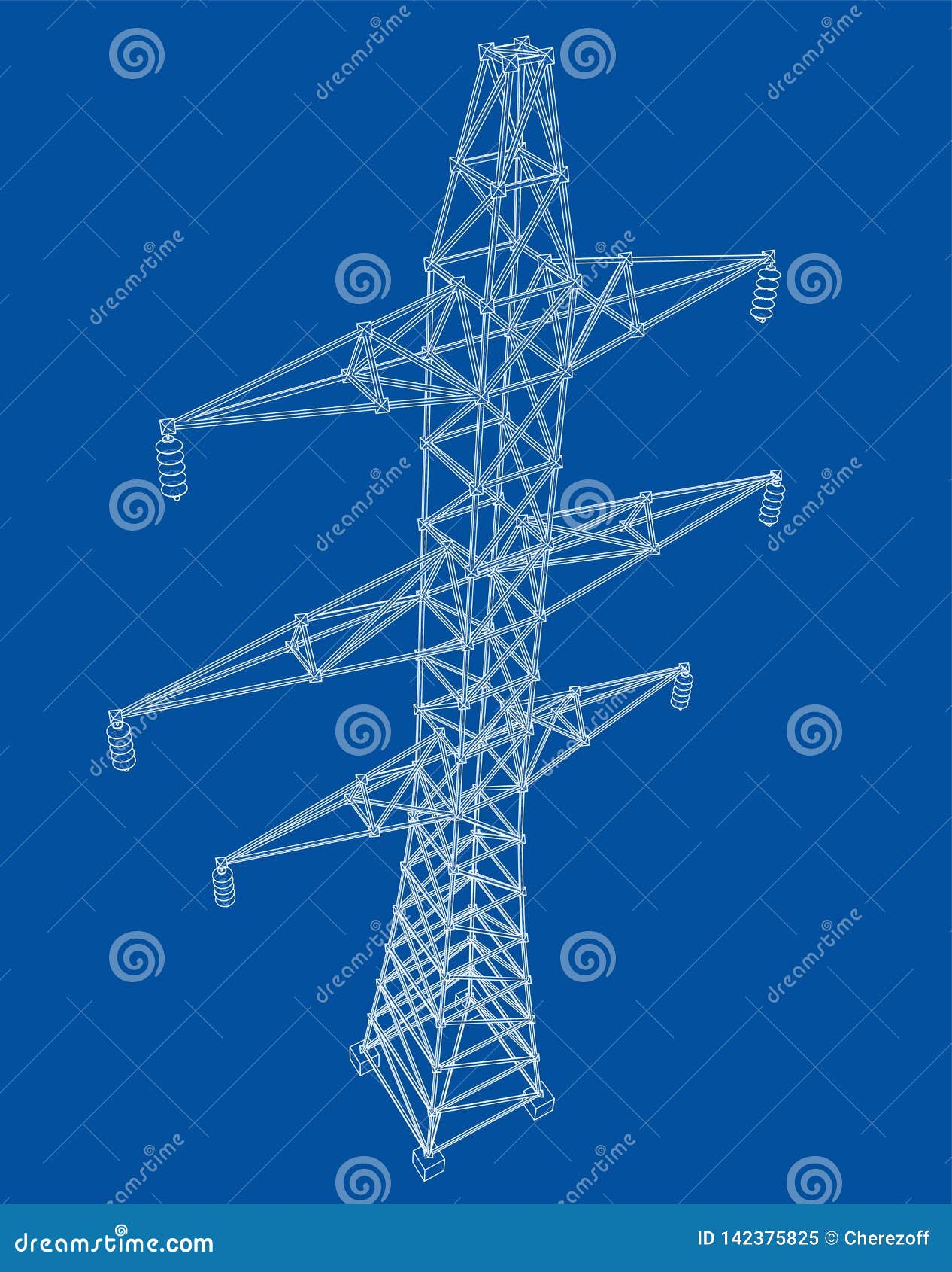 Electric Pylon or Electric Tower Concept. Vector Stock Vector ...