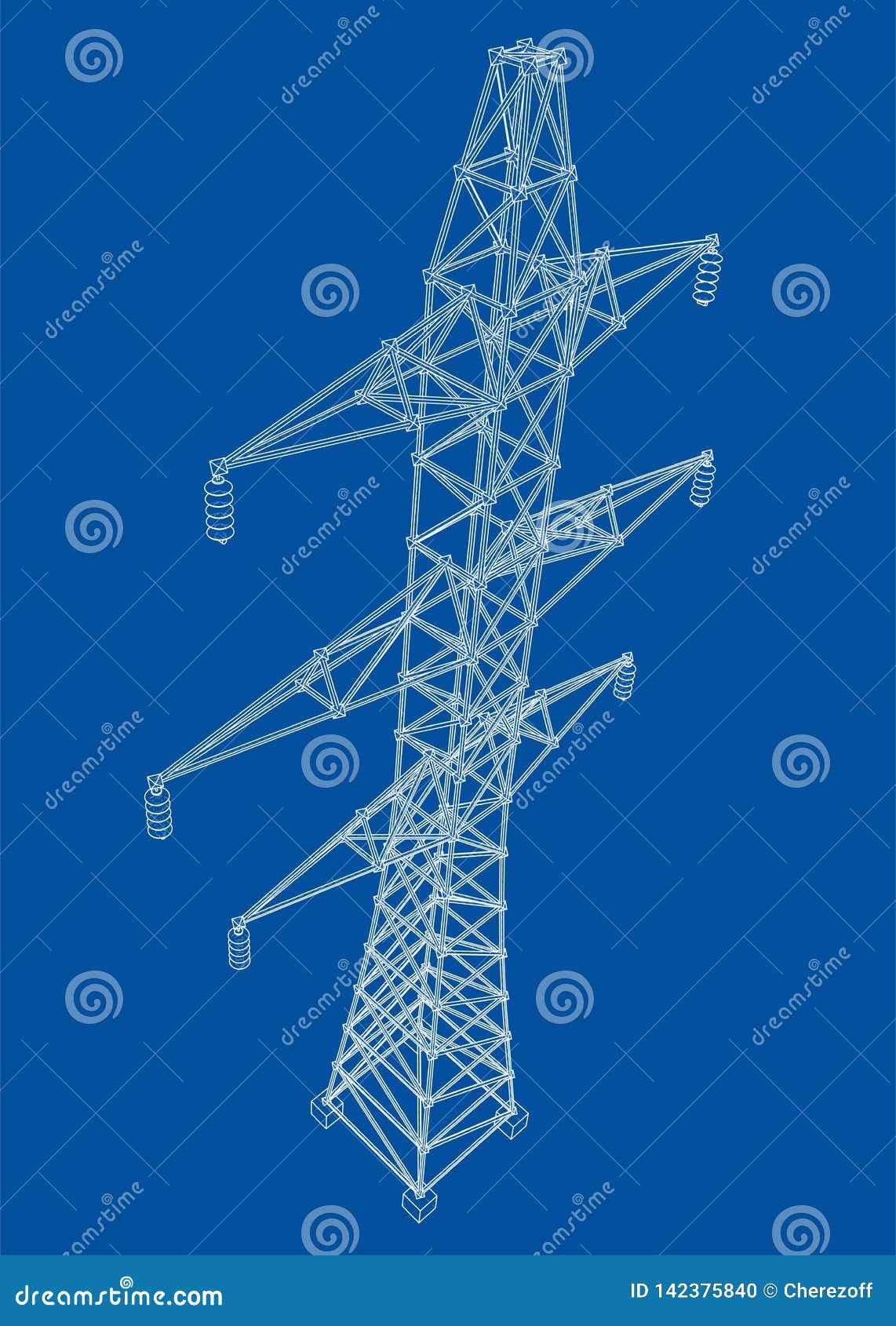 Electric Pylon or Electric Tower Concept. Vector Stock Vector ...