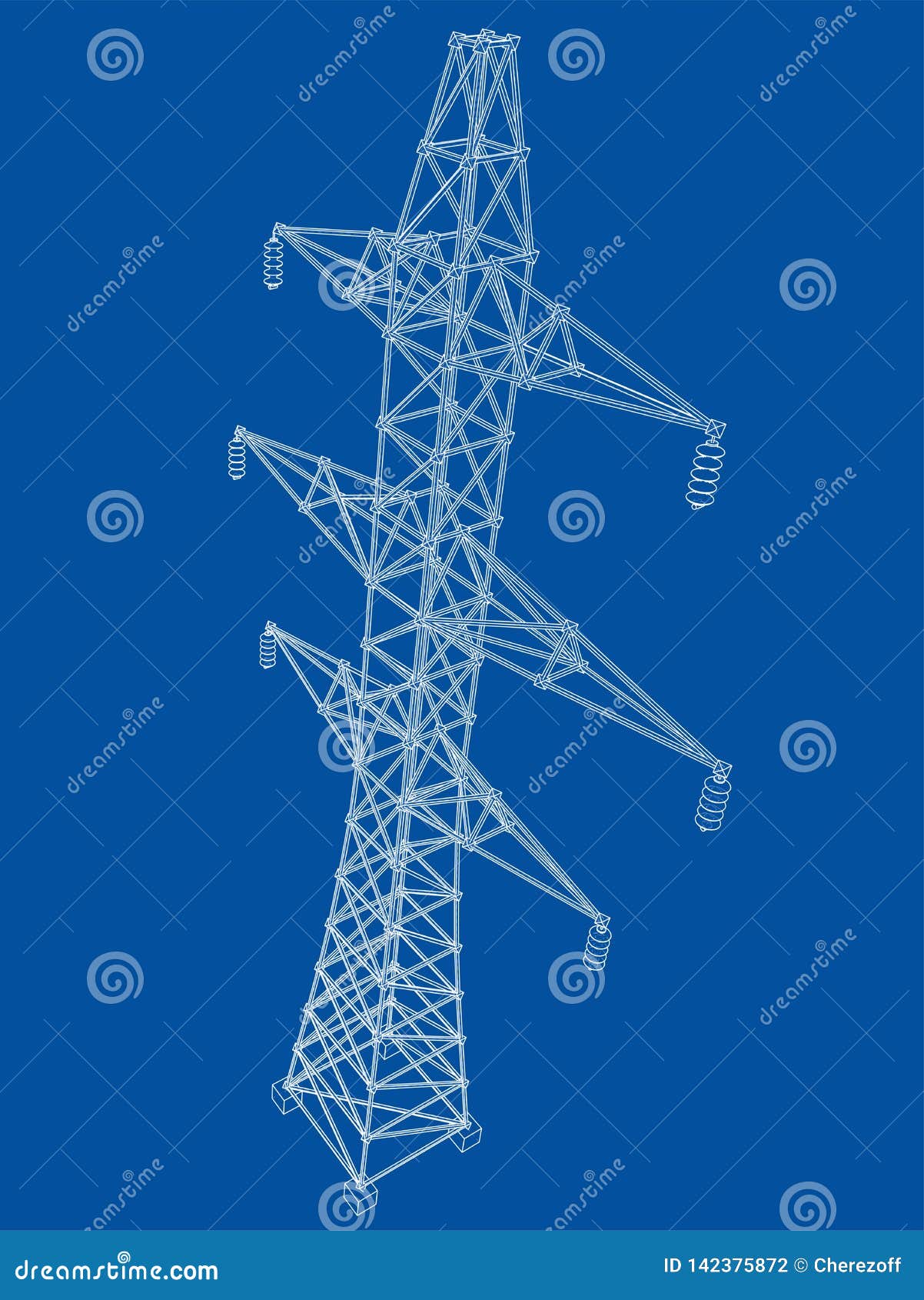 Electric Pylon or Electric Tower Concept. Vector Stock Vector ...