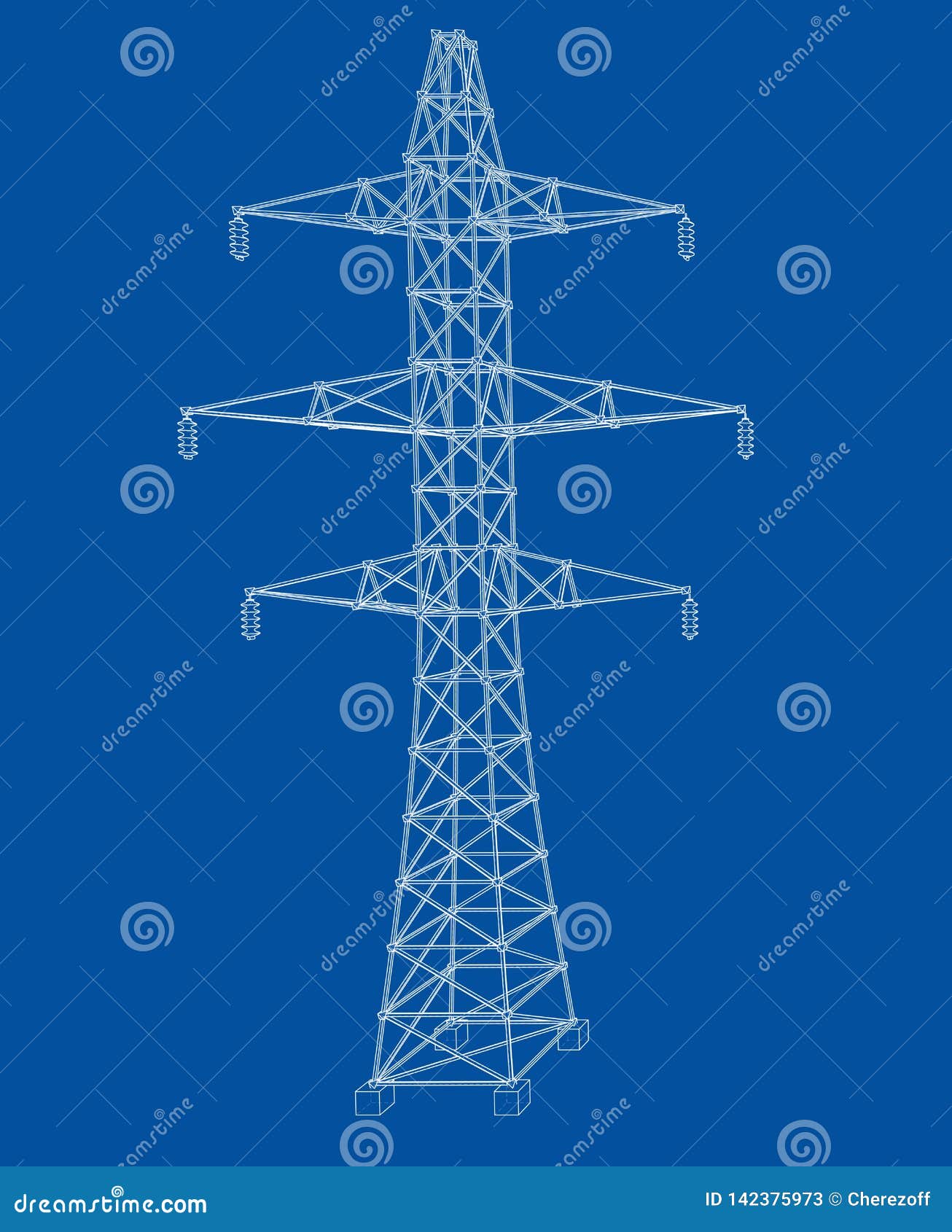 Electric Pylon or Electric Tower Concept. Vector Stock Vector ...
