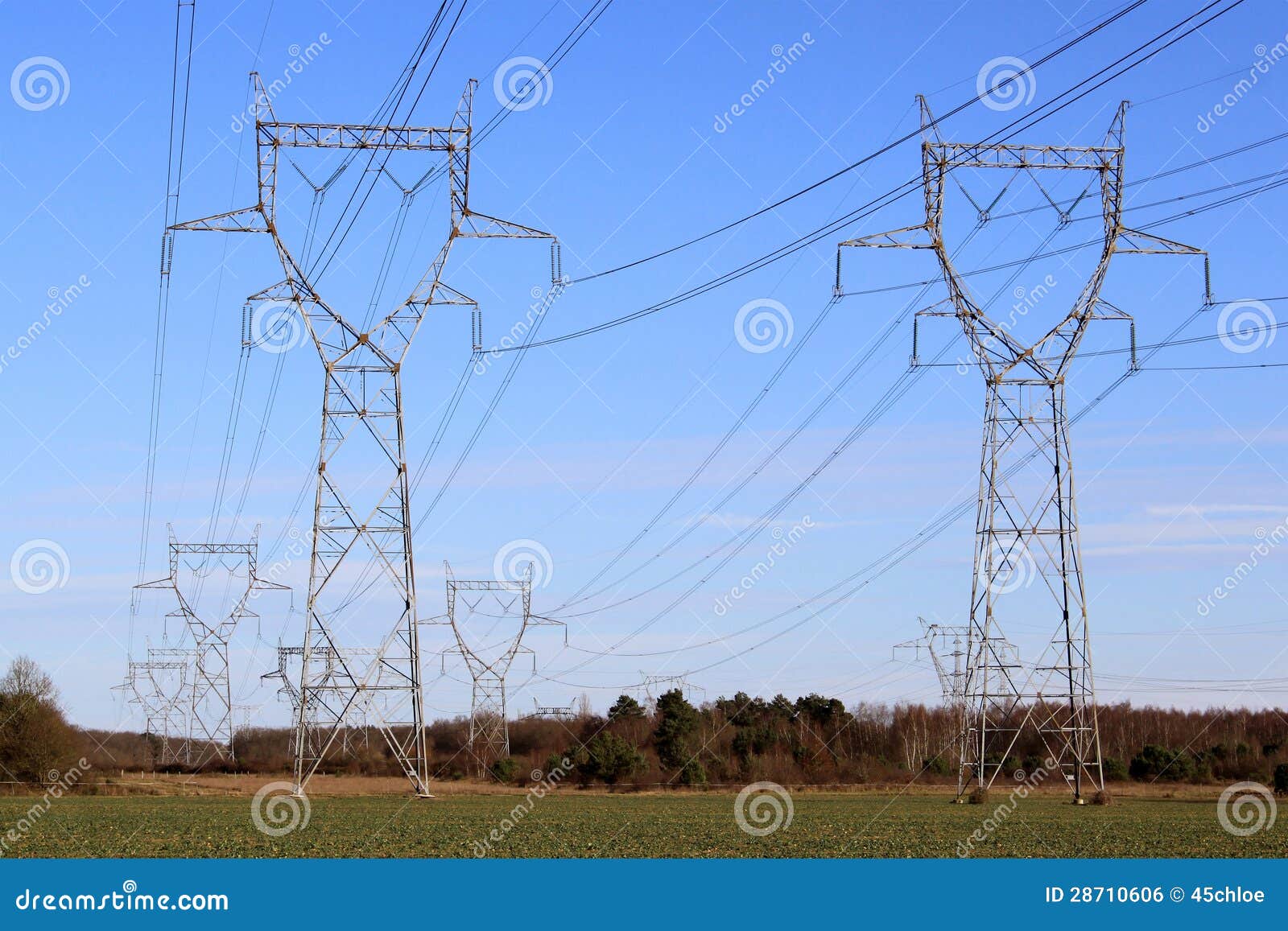 Electric pylons stock photo. Image of plant, production - 28710606