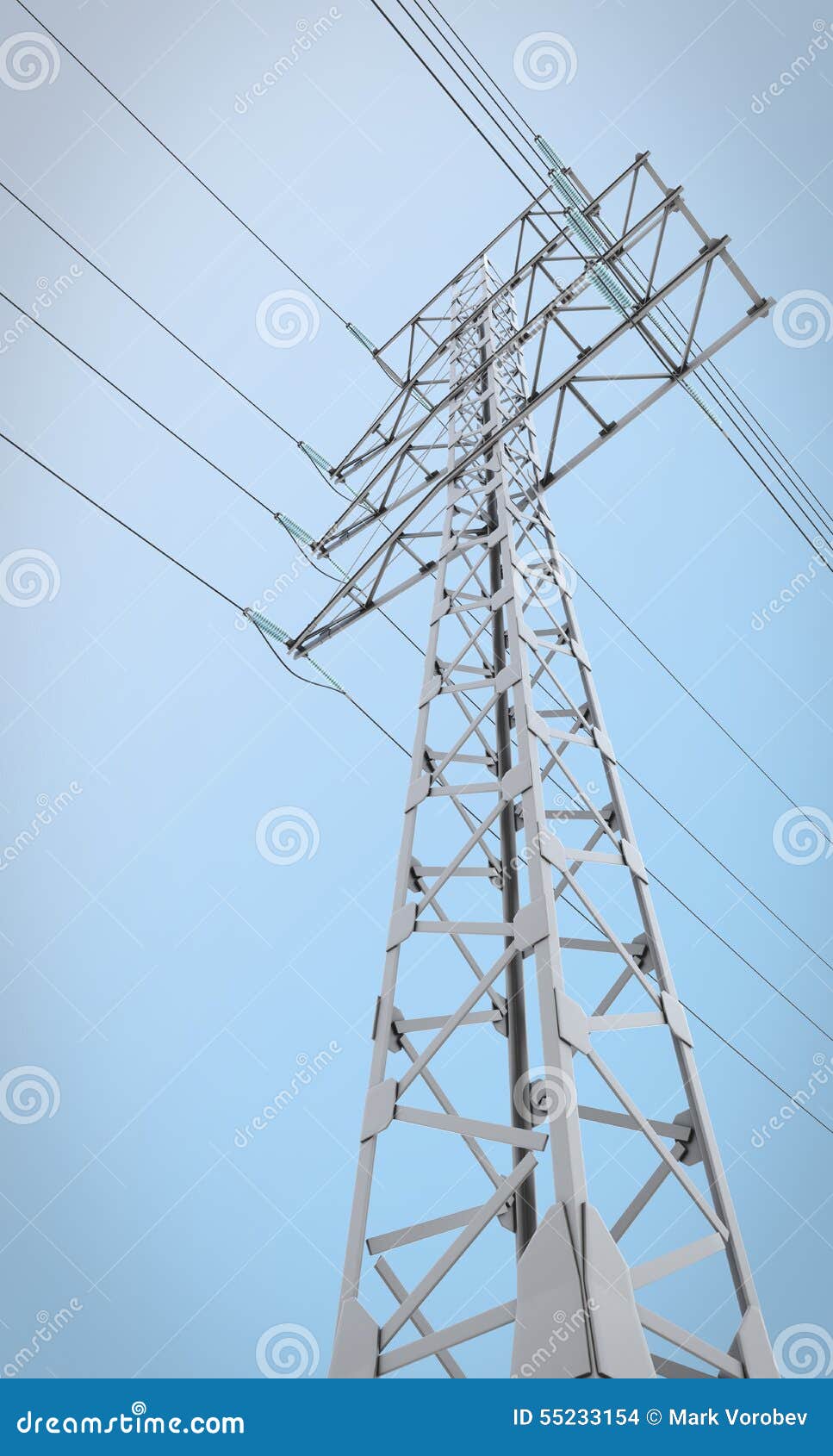 Electric Pylons on the Background of Sky Stock Illustration ...