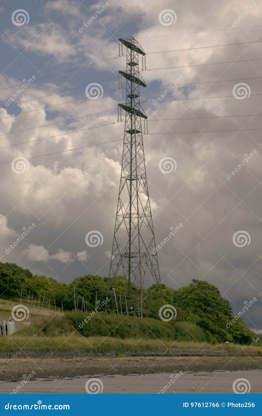 Electric Pylons stock photo. Image of tamar, side, river - 97612766