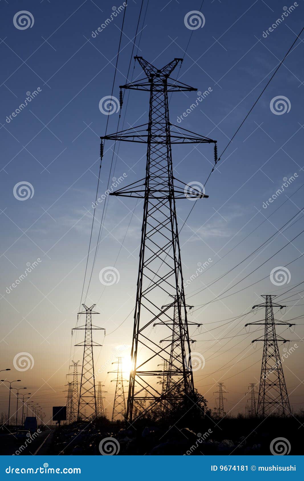 Electric pylons at dask stock image. Image of energy, power - 9674181