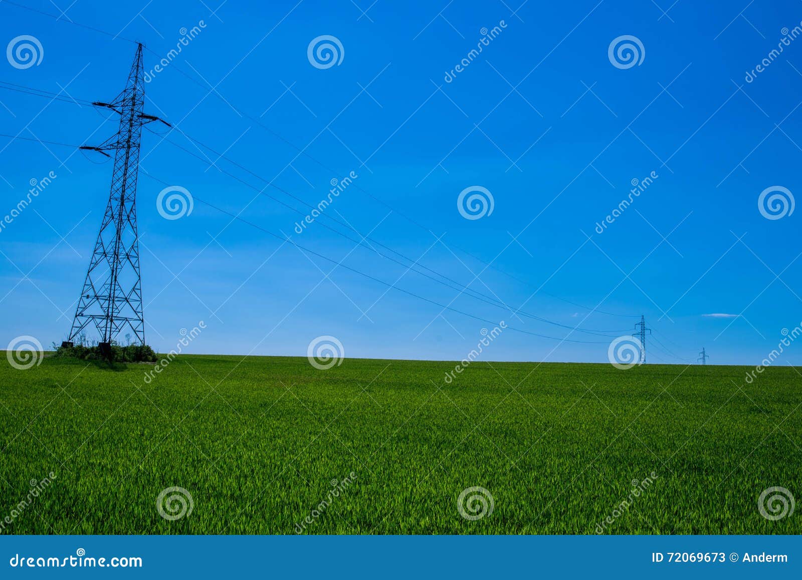 Electric pylons stock image. Image of green, cable, engineering - 72069673