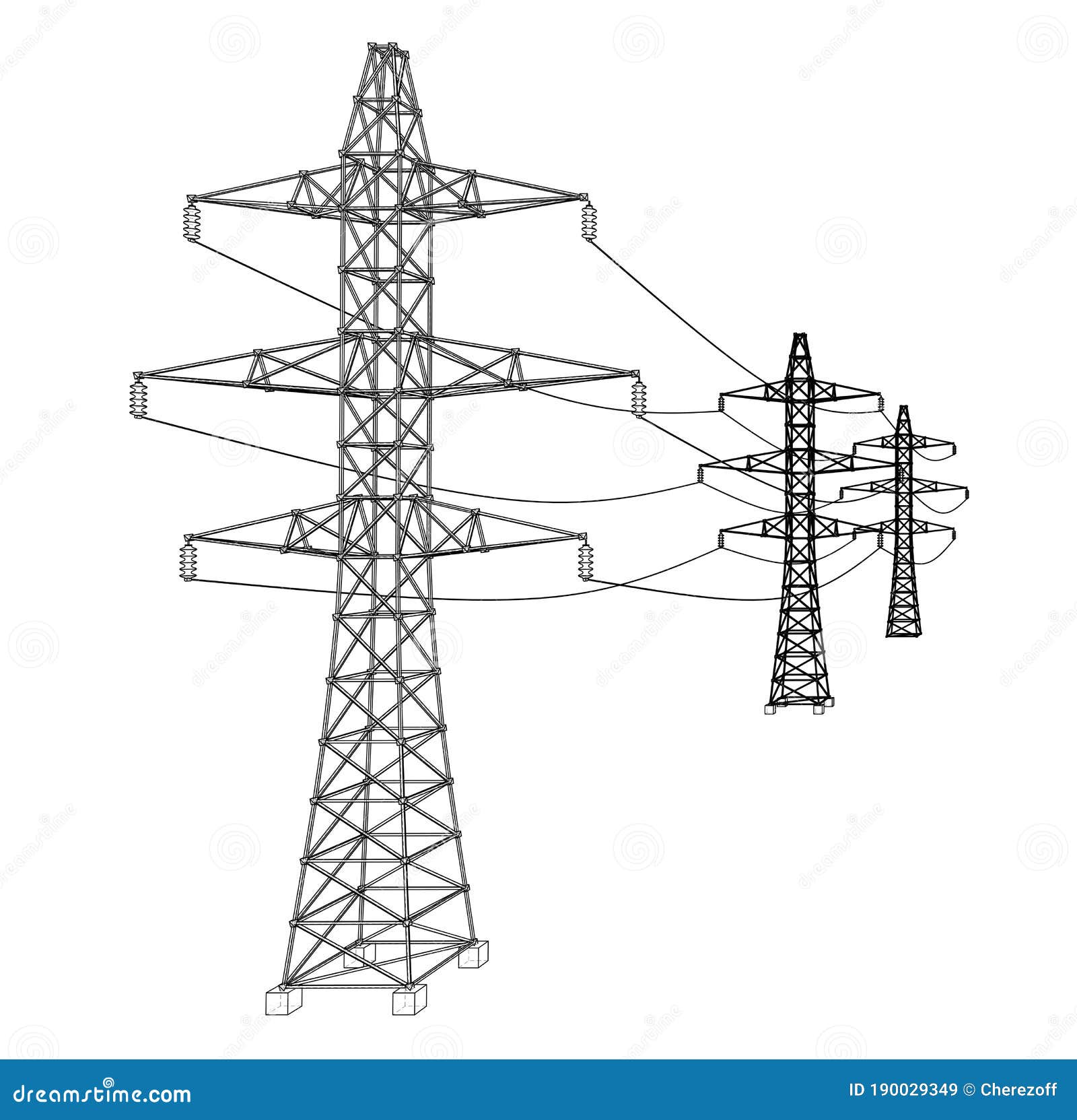 Electric Pylons or Electric Towers Concept Stock Illustration ...