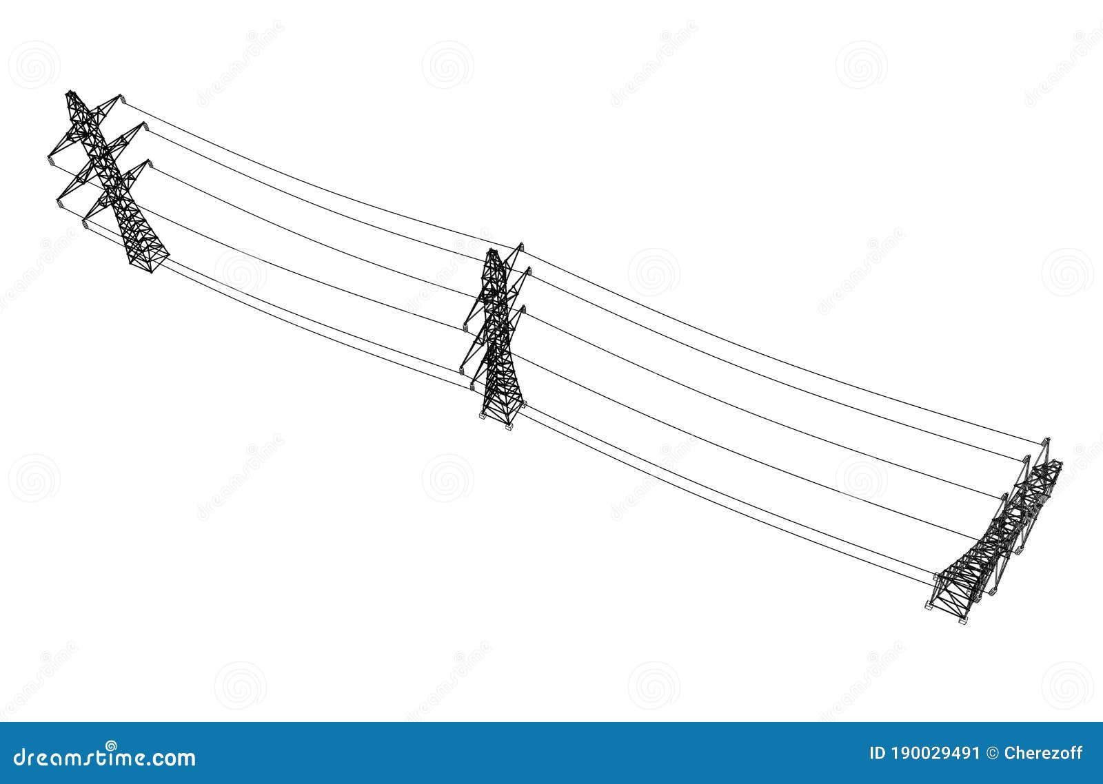 Electric Pylons or Electric Towers Concept Stock Illustration ...