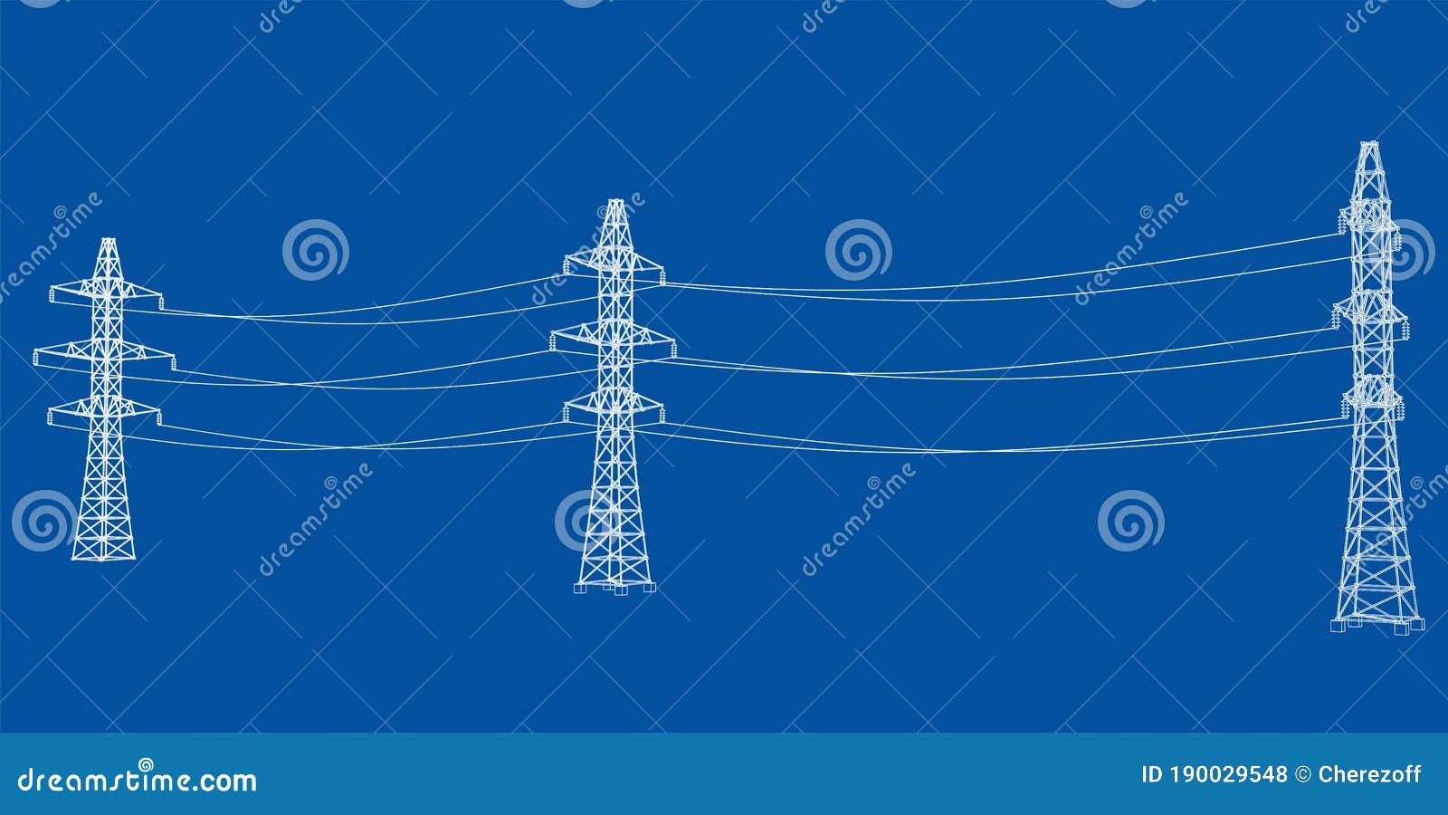Electric Pylons or Electric Towers Concept Stock Illustration ...