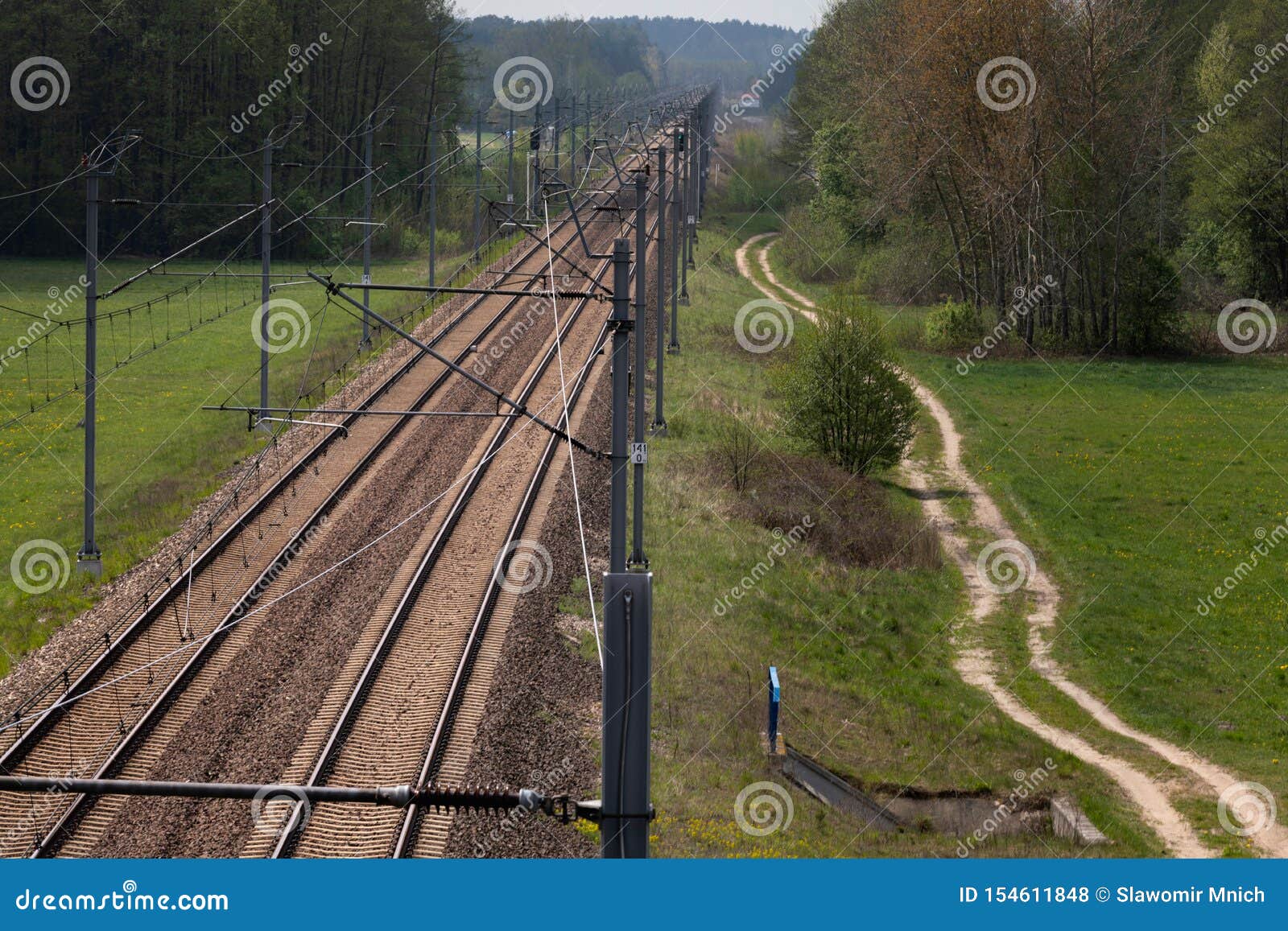 Electric Railway Traction in the Forest 1 Stock Photo - Image of ...