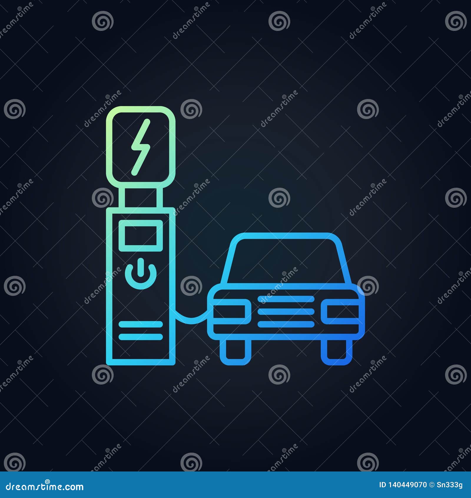 Electric Recharging Point with Car Vector Outline Colored Icon Stock ...