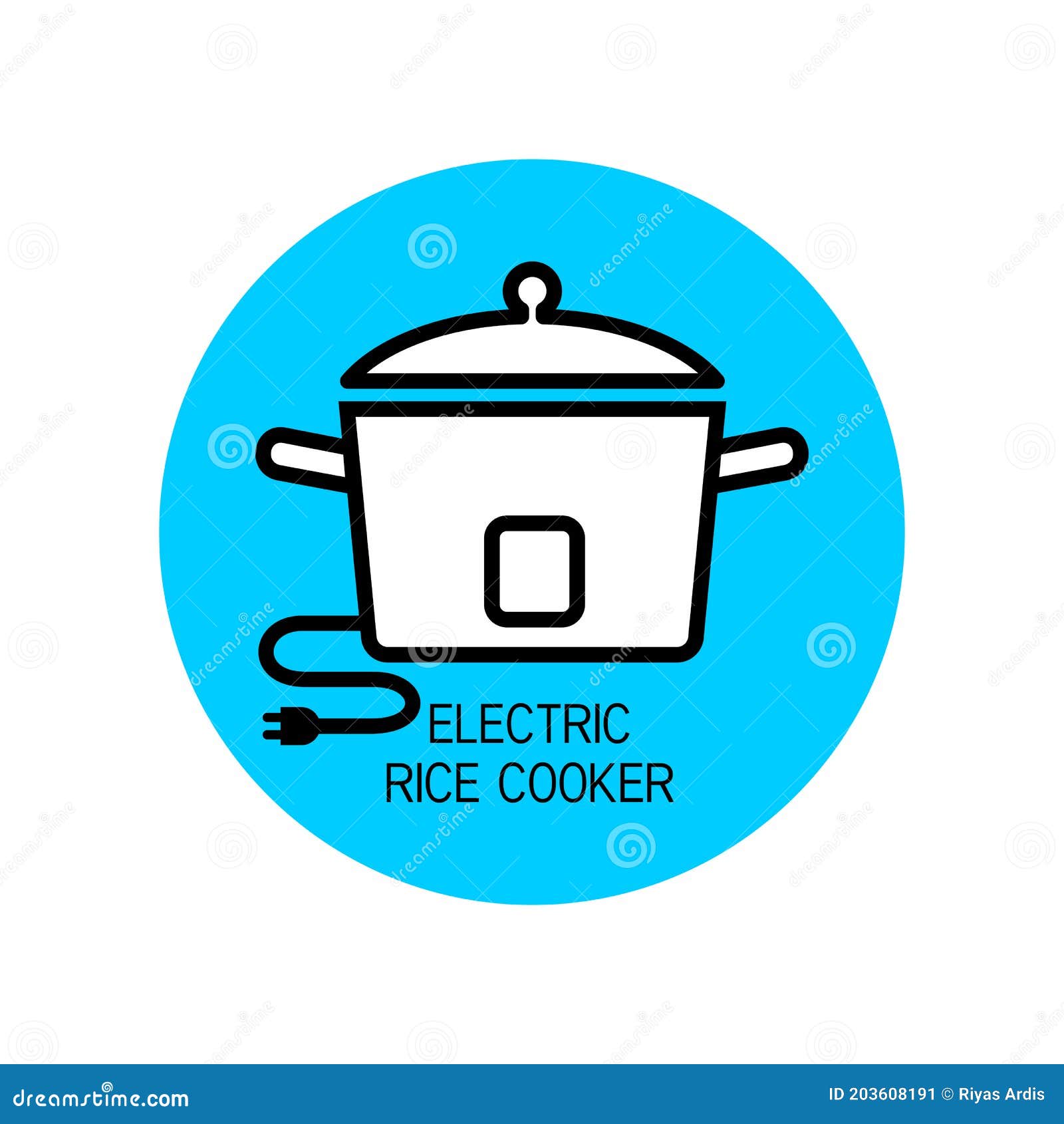 Electric Rice Cooker for Cooking Outline Vector for Packaging Design ...