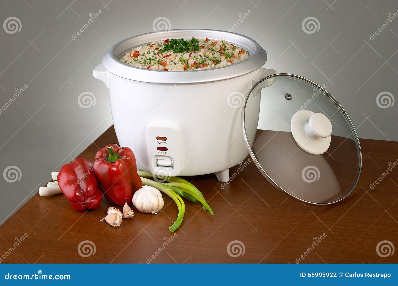 Electric riceÂ cooker stock photo. Image of table, warm - 65993922