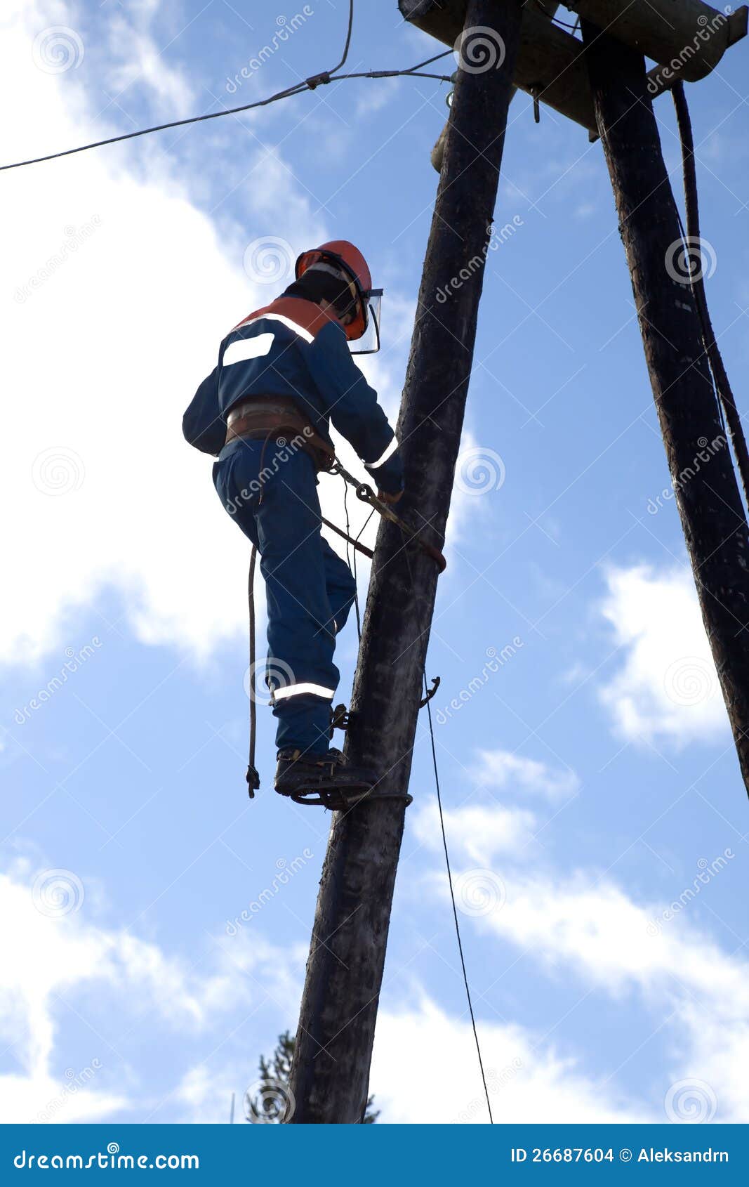 Electric Rises To Support Power Lines Stock Photo - Image of climb ...