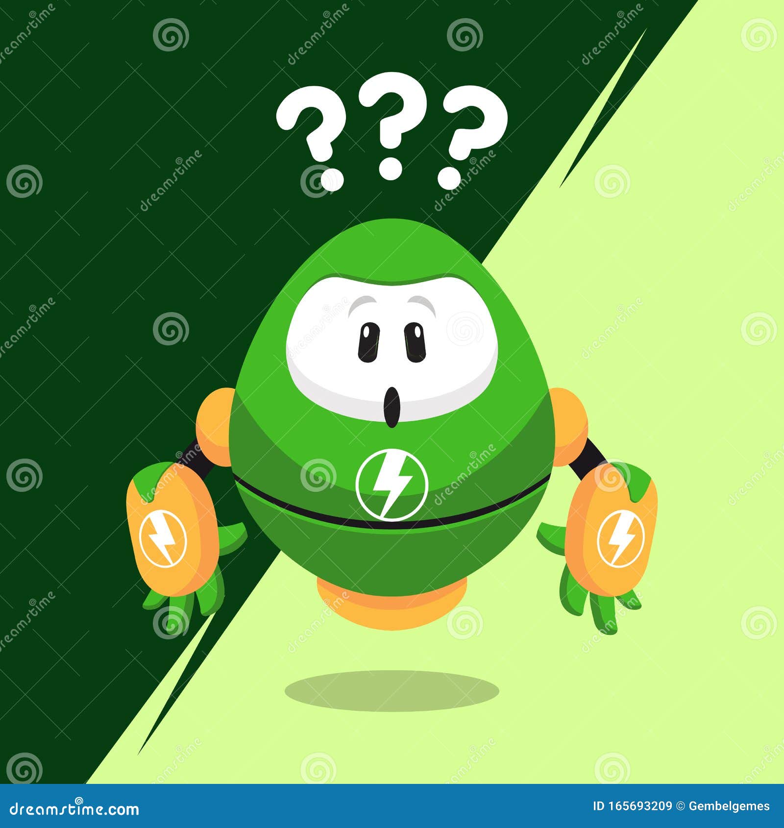 Electric Robot Mascot in Confused Expression Stock Vector ...