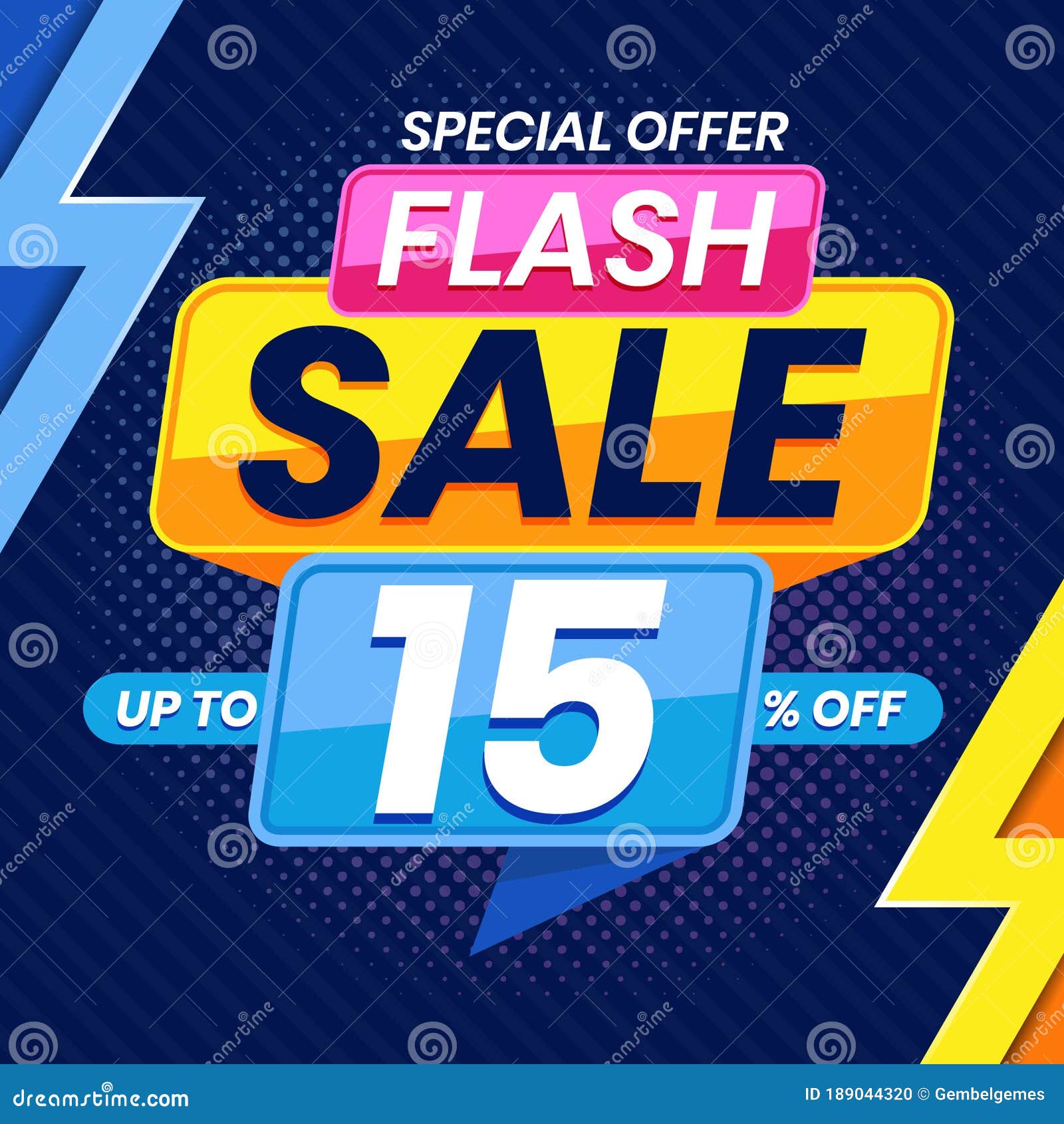 Modern Colorful Flash Sale 15 Percent Advertising Banner Vector Stock ...