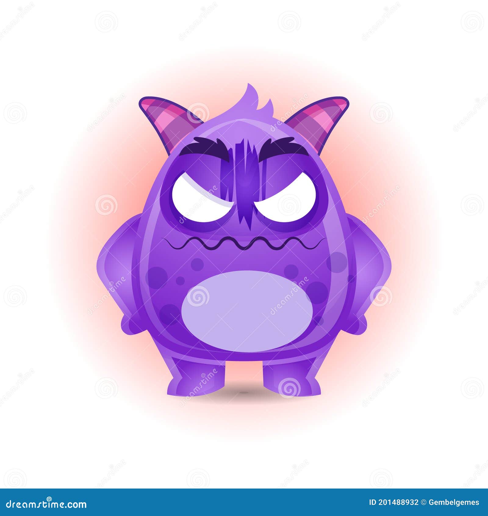 Cartoon Cute Monster Upset Anger Expression Stock Vector - Illustration ...