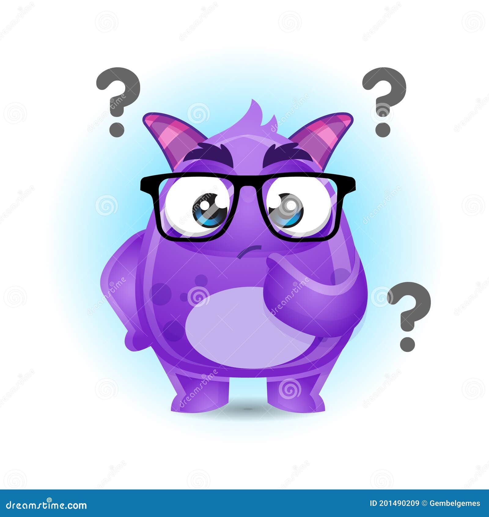 Cartoon Cute Monster in Confused Expression Stock Vector - Illustration ...