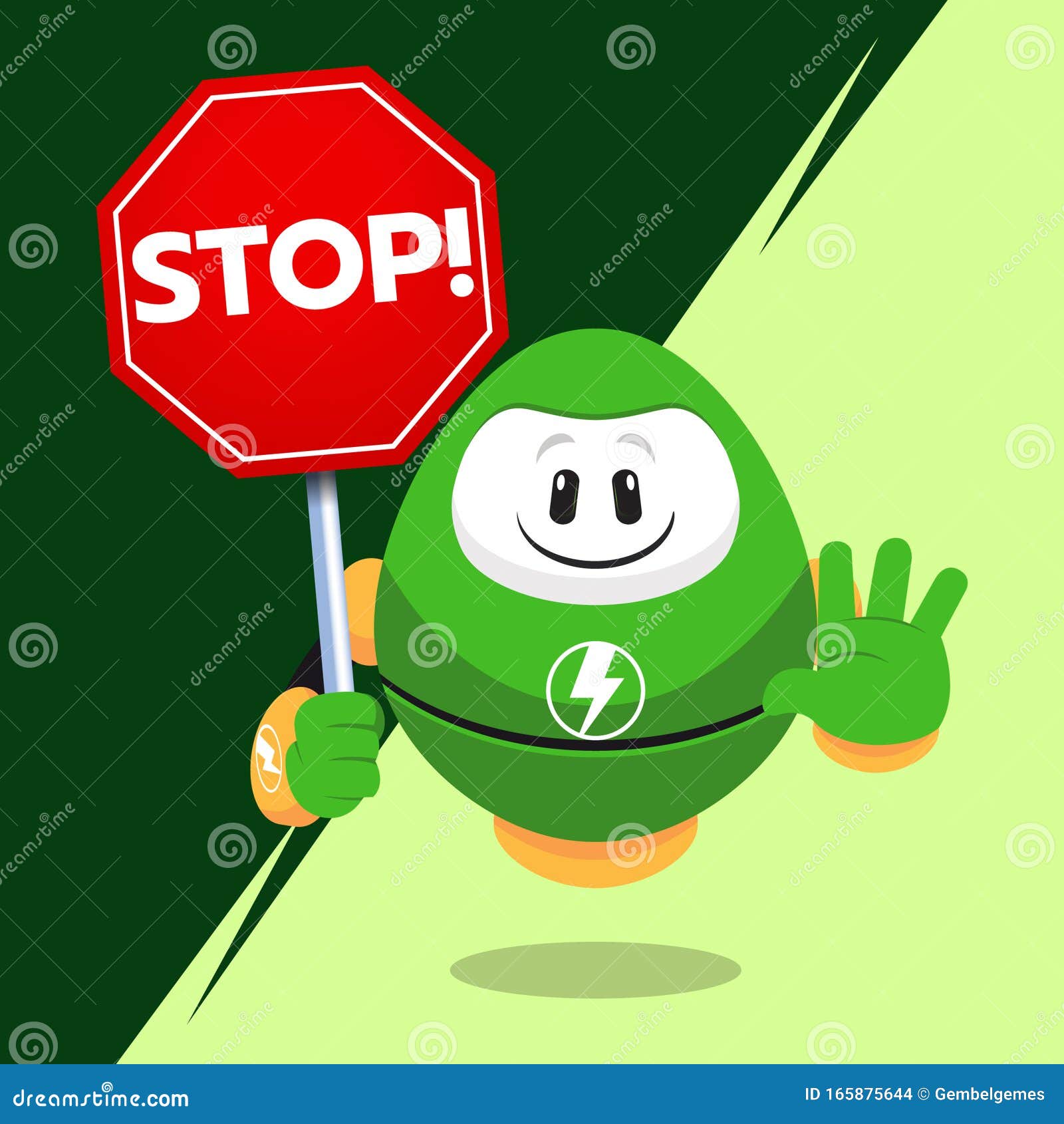 Electric Robot Mascot Holding Stop Sign Stock Vector - Illustration of ...